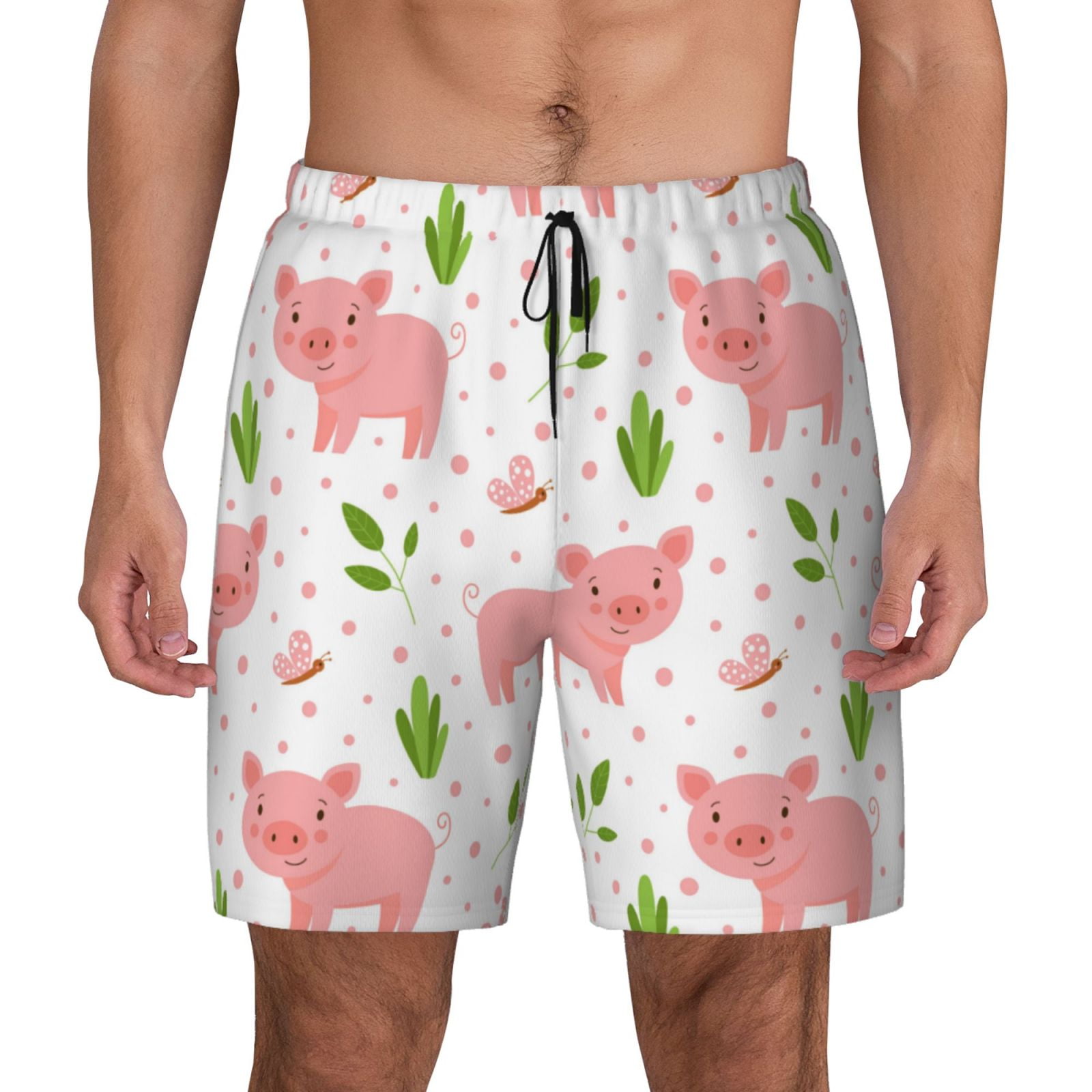 Haiem Funny Little Pigs Mens Swim Trunks with Compression Liner 2 in 1 ...