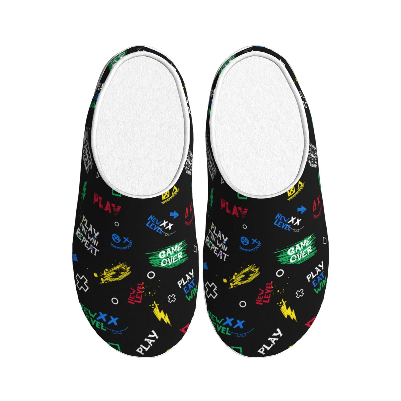 Haiem Gamepads Print Women's Fuzzy Memory Foam House Slipper Cozy Home ...