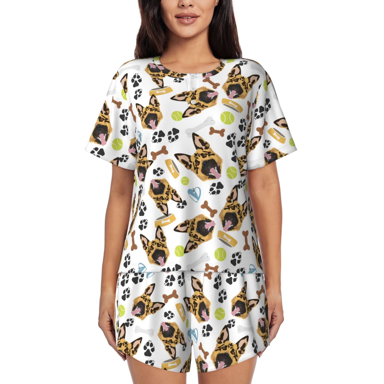 Haiem German Shepherd Dog Pattern Pajama Set for Women 2 Piece Lounge ...