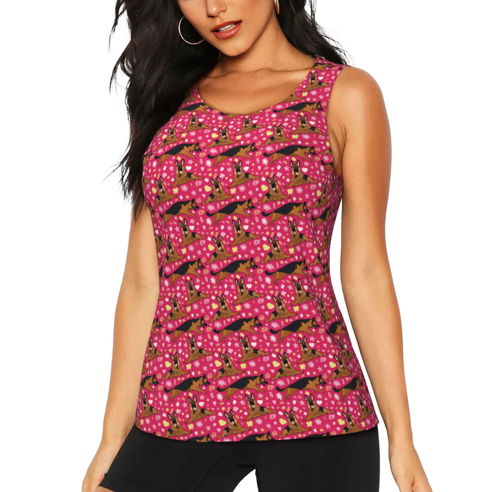 Haiem German Shepherd Dog Printed Women's Workout Tank Top, Quick-Dry ...