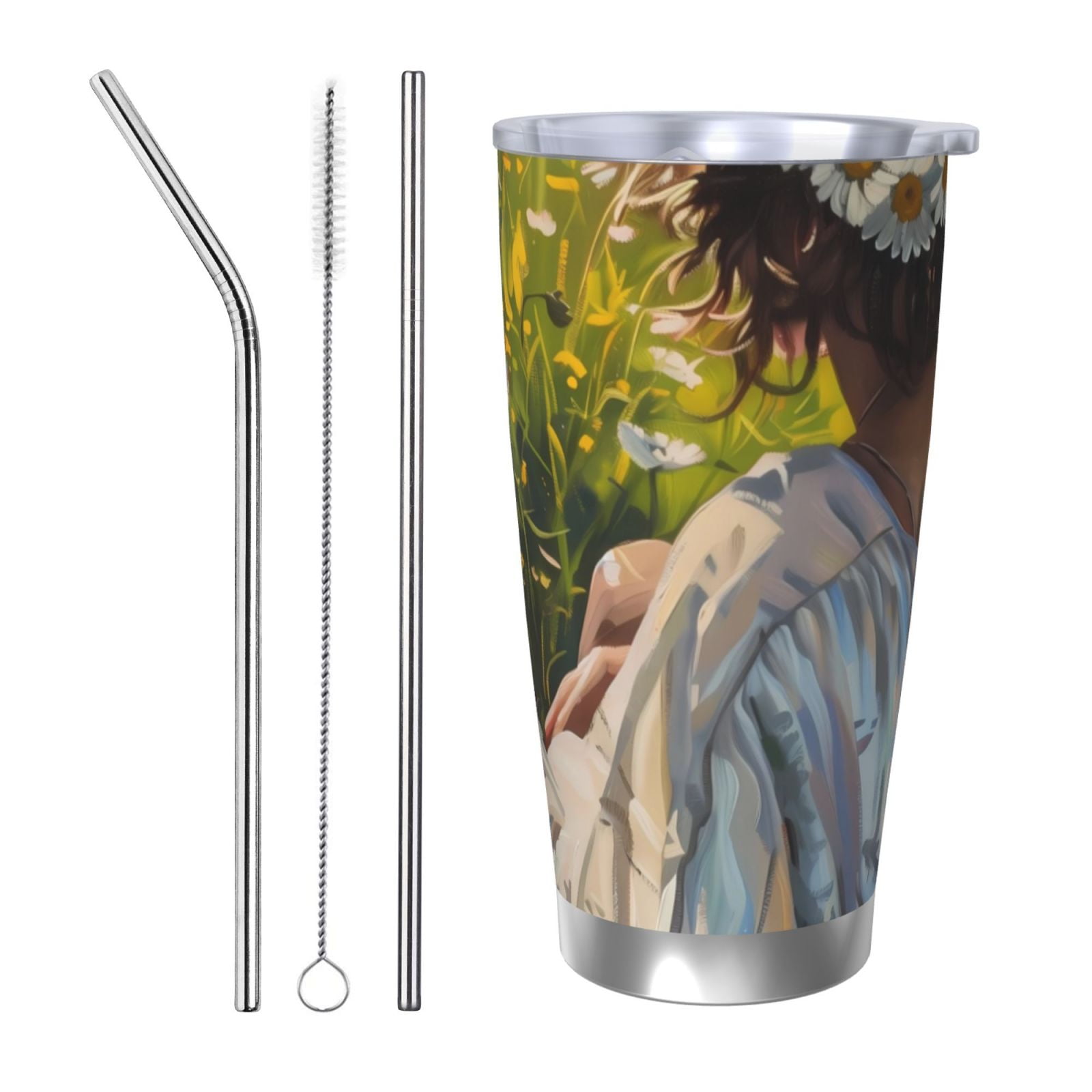Haiem Girl In Field Of Daisies Printed 20oz Straight Skinny Car Cups ...