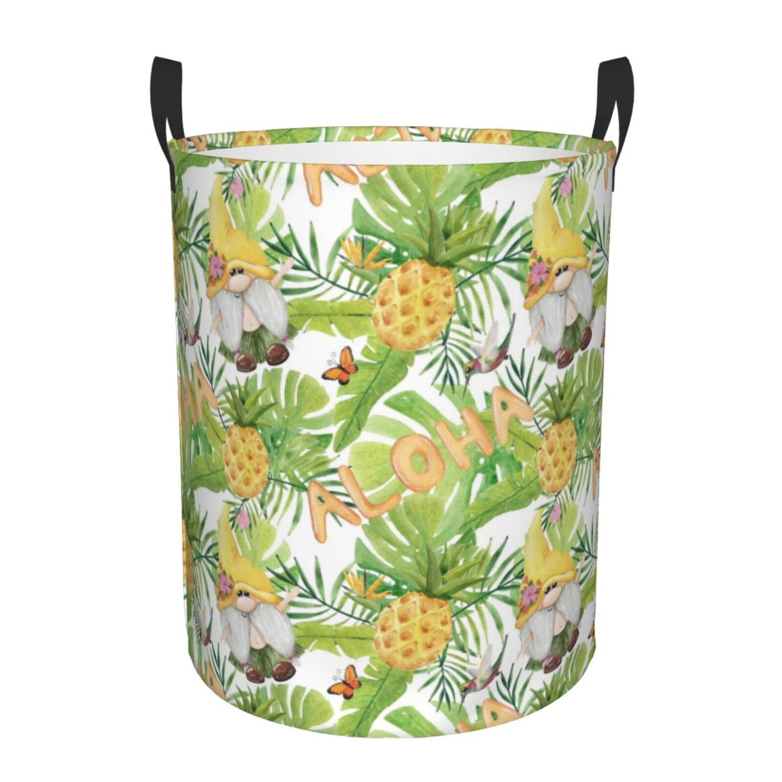 Haiem Gnome And Pineapple Leather Dirty Clothes Laundry Basket,Sturdy ...