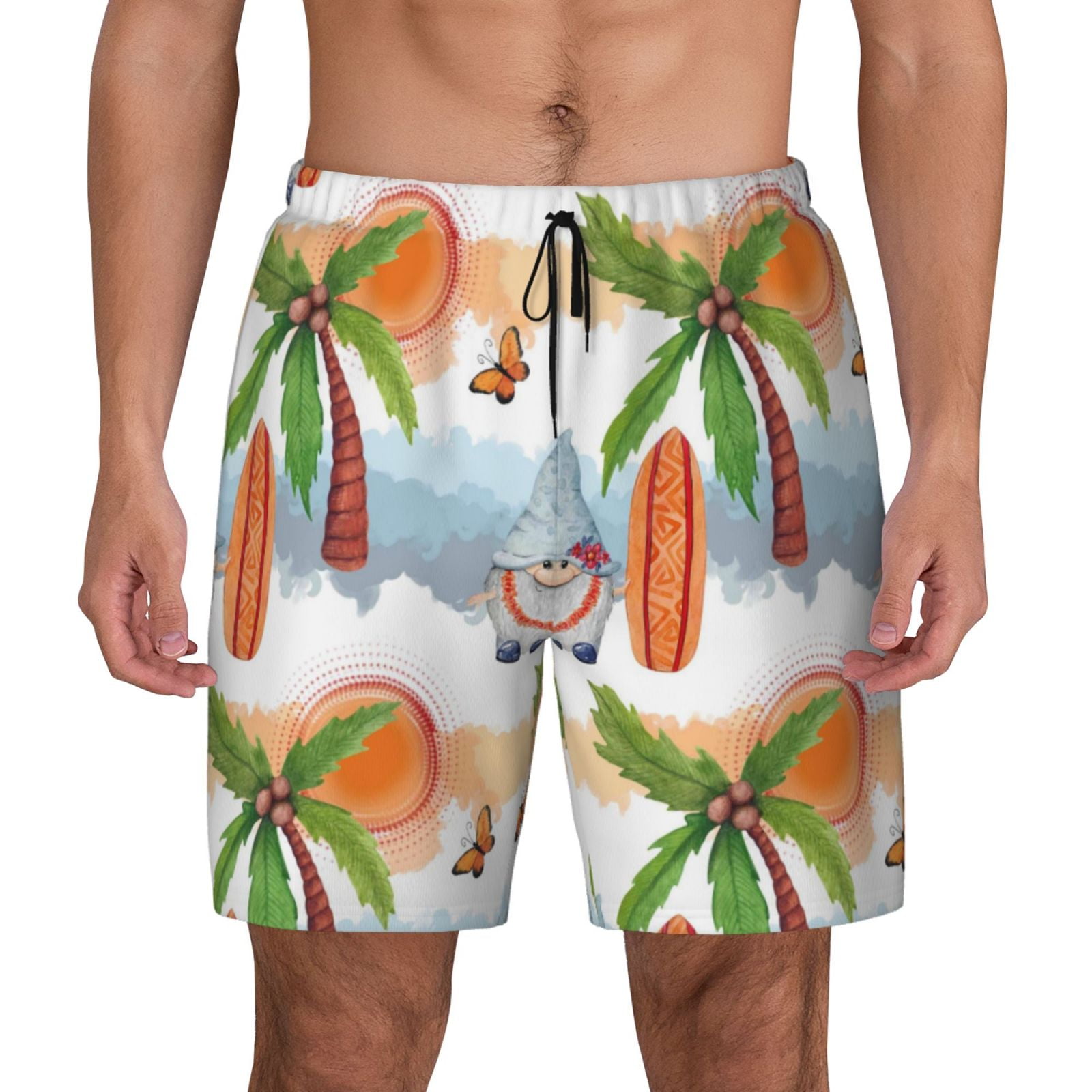 Haiem Gnome and Surfing Mens Swim Trunks with Compression Liner 2 in 1 ...