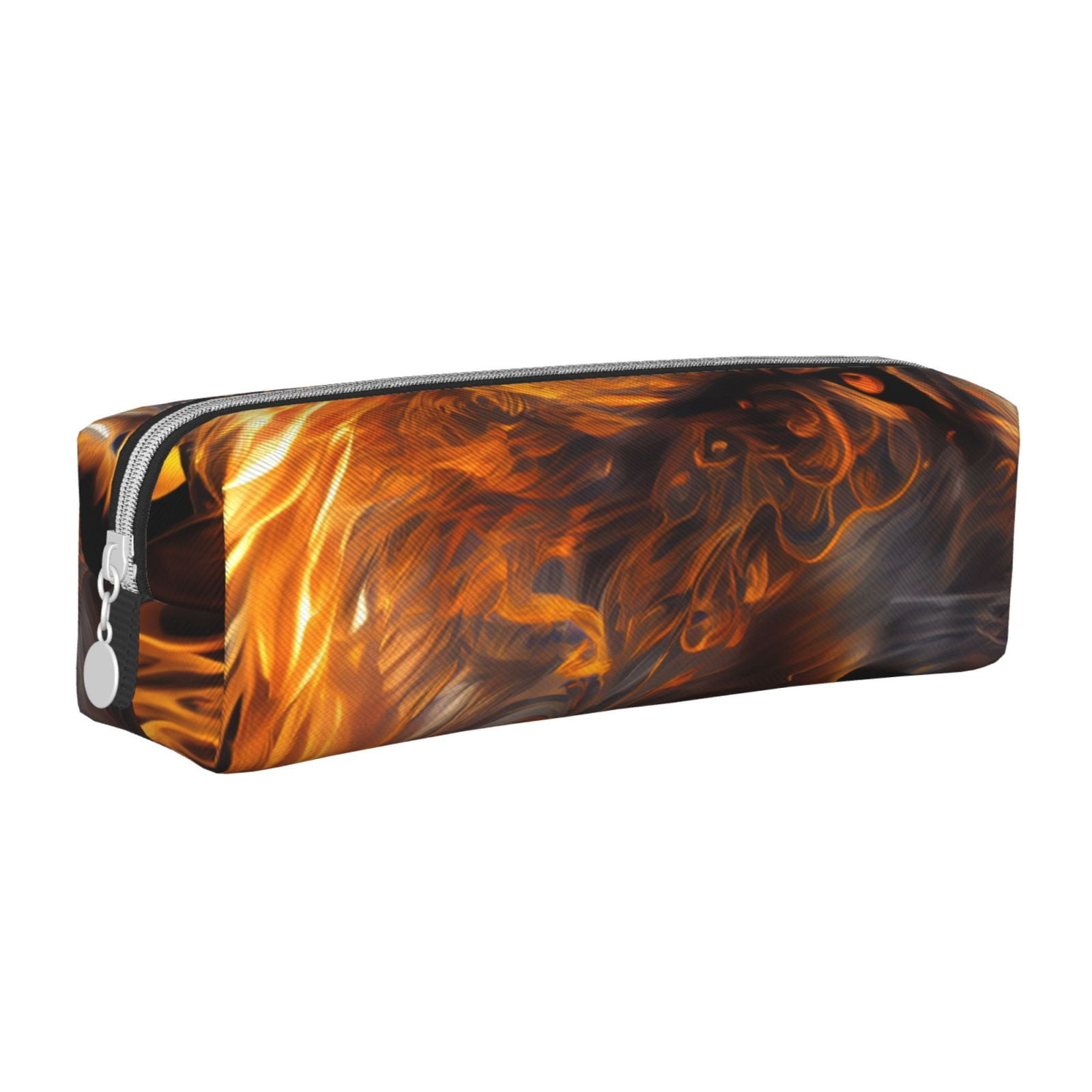 Haiem Gold Flame Pattern Wolf Print Leather Pencil Case Art Supplies ...