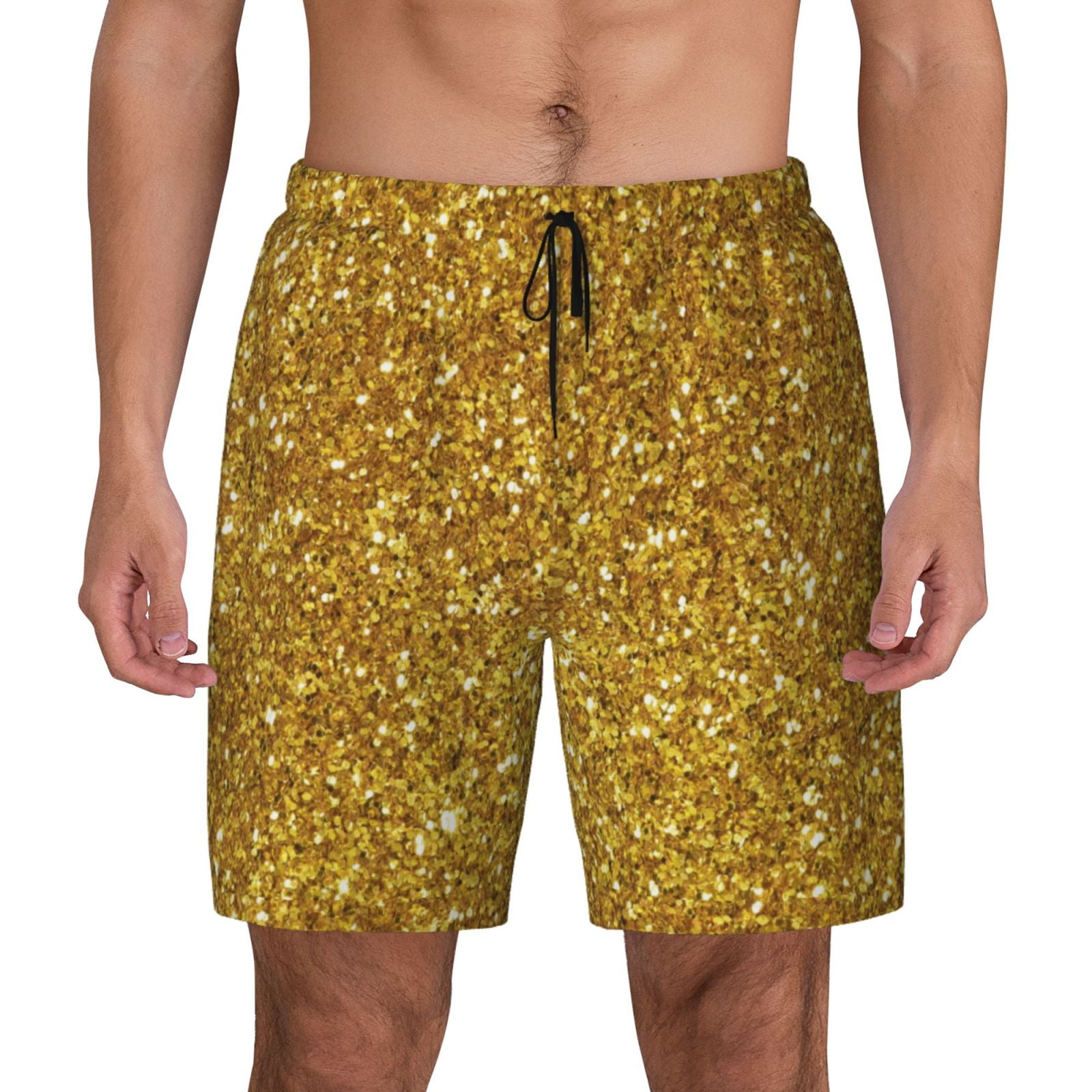 Haiem Gold Glitter Mens Swim Trunks with Compression Liner 2 in 1 ...