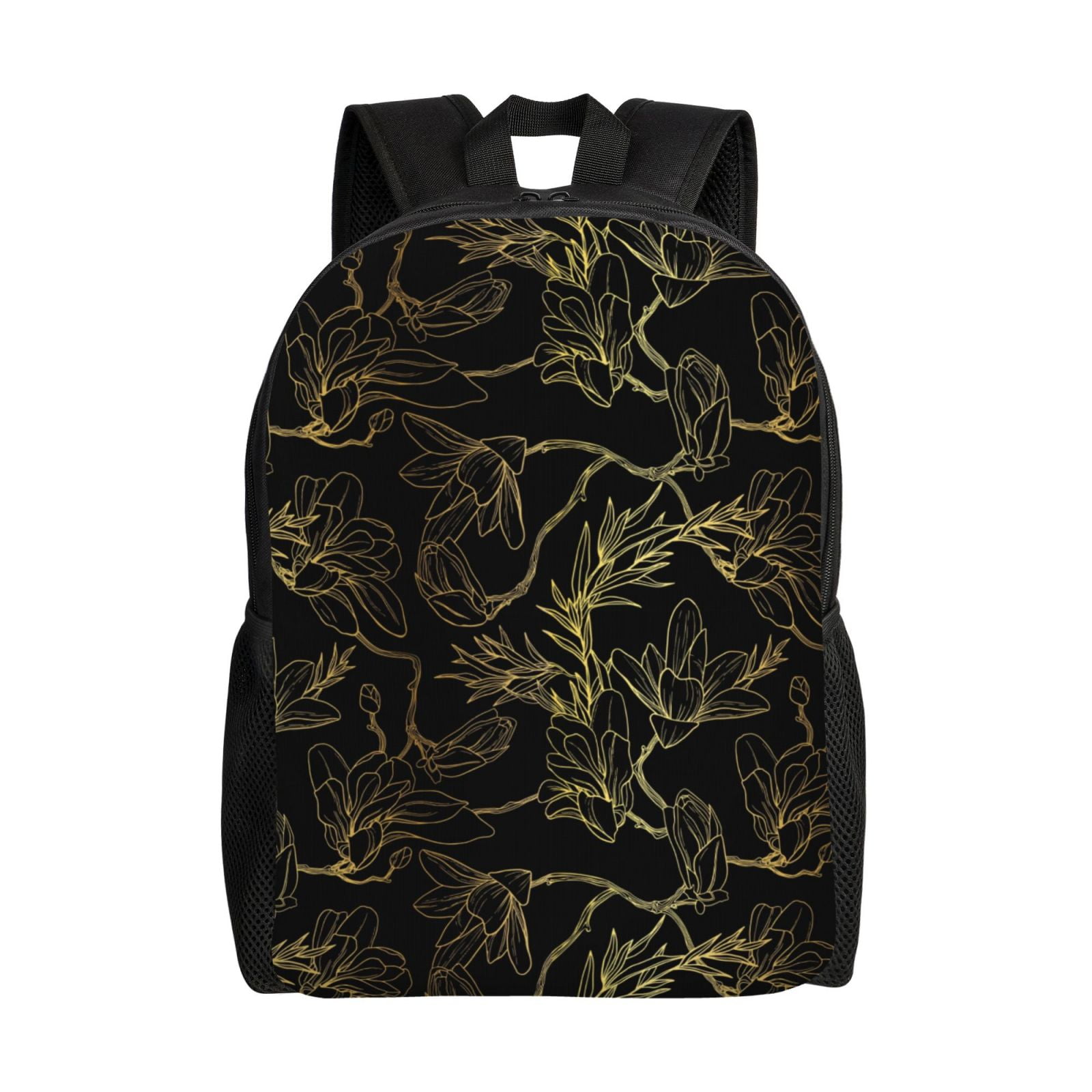 Haiem Gold Gloss Outline Floral Backpack - Stylish and Durable 15-inch ...