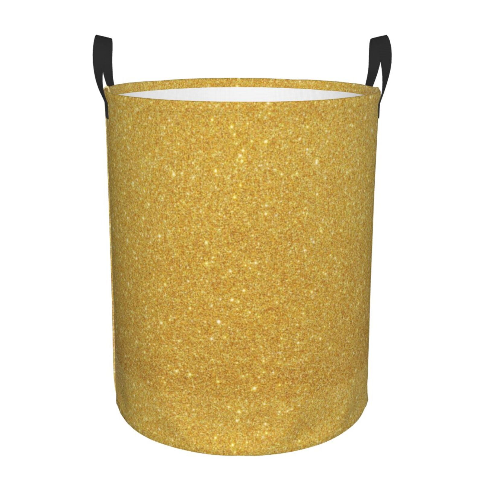 Haiem Gold Shiny Leather Dirty Clothes Laundry Basket,Sturdy ...