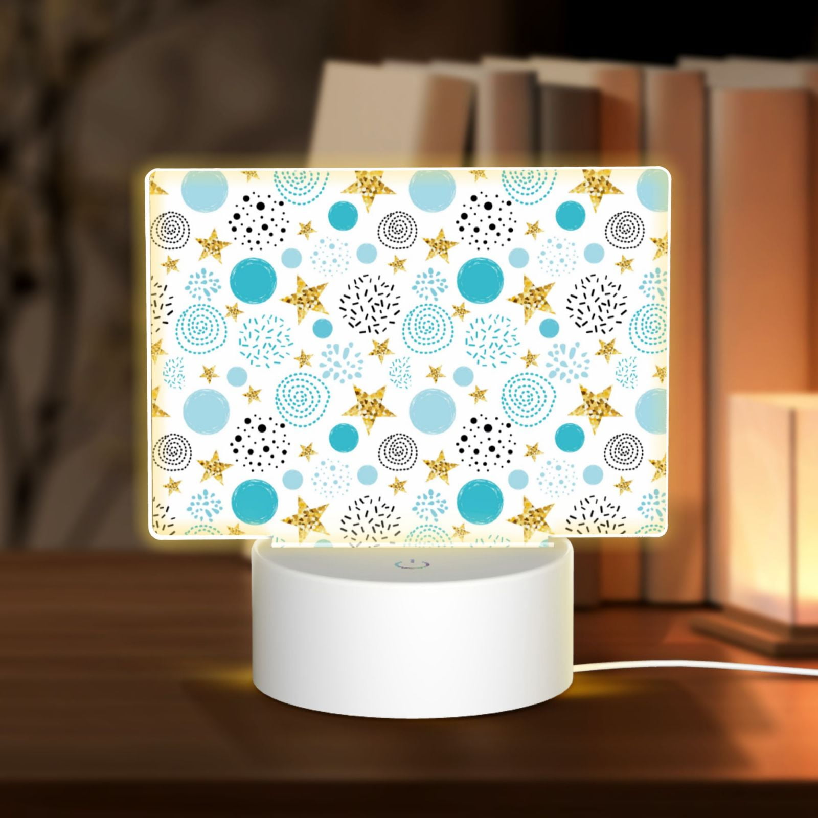 Haiem Gold Stars Blue Dots Pattern Pattern Acrylic Night Light Gift ...