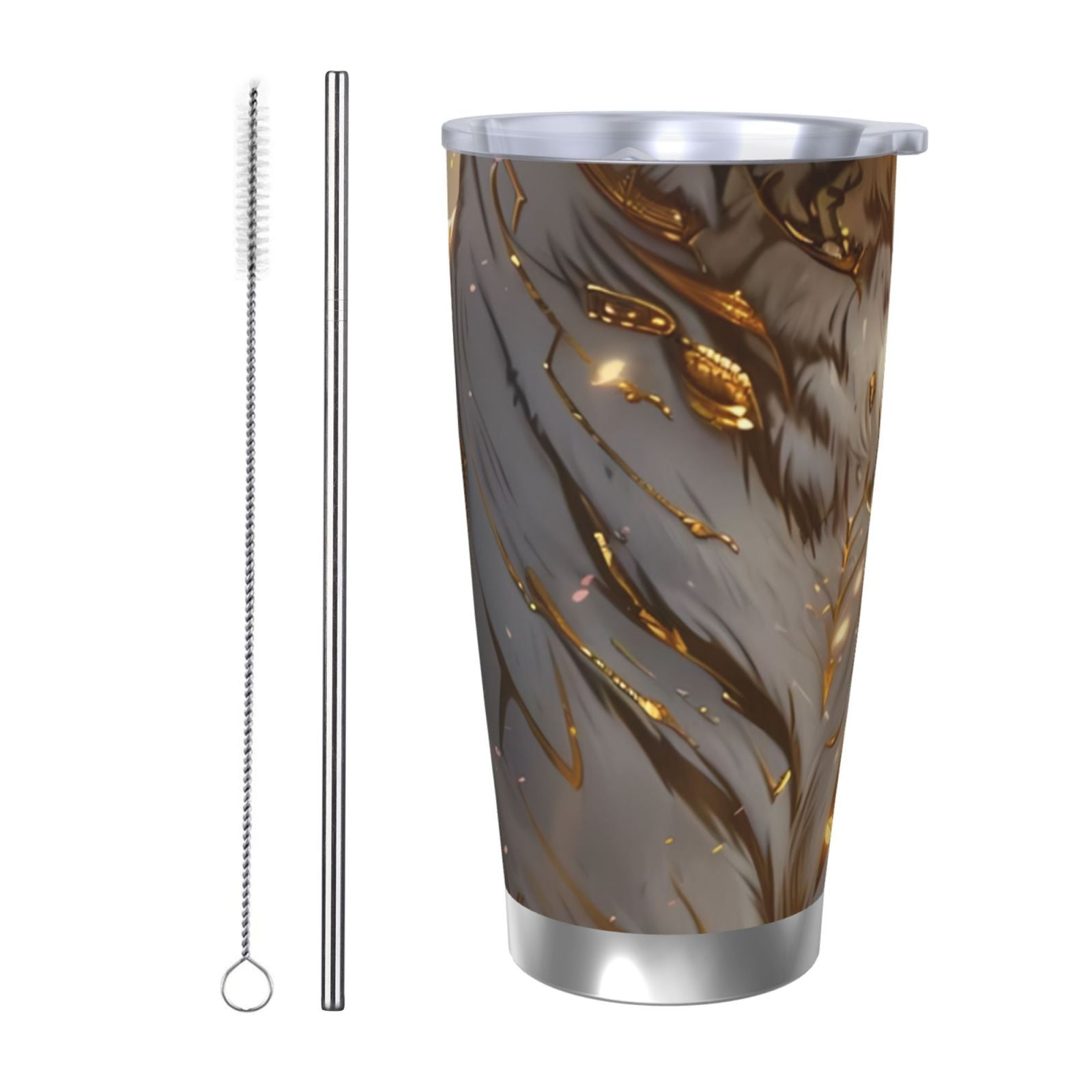 Haiem Golden White Tiger Printed 20oz Straight Skinny Car Cups With ...