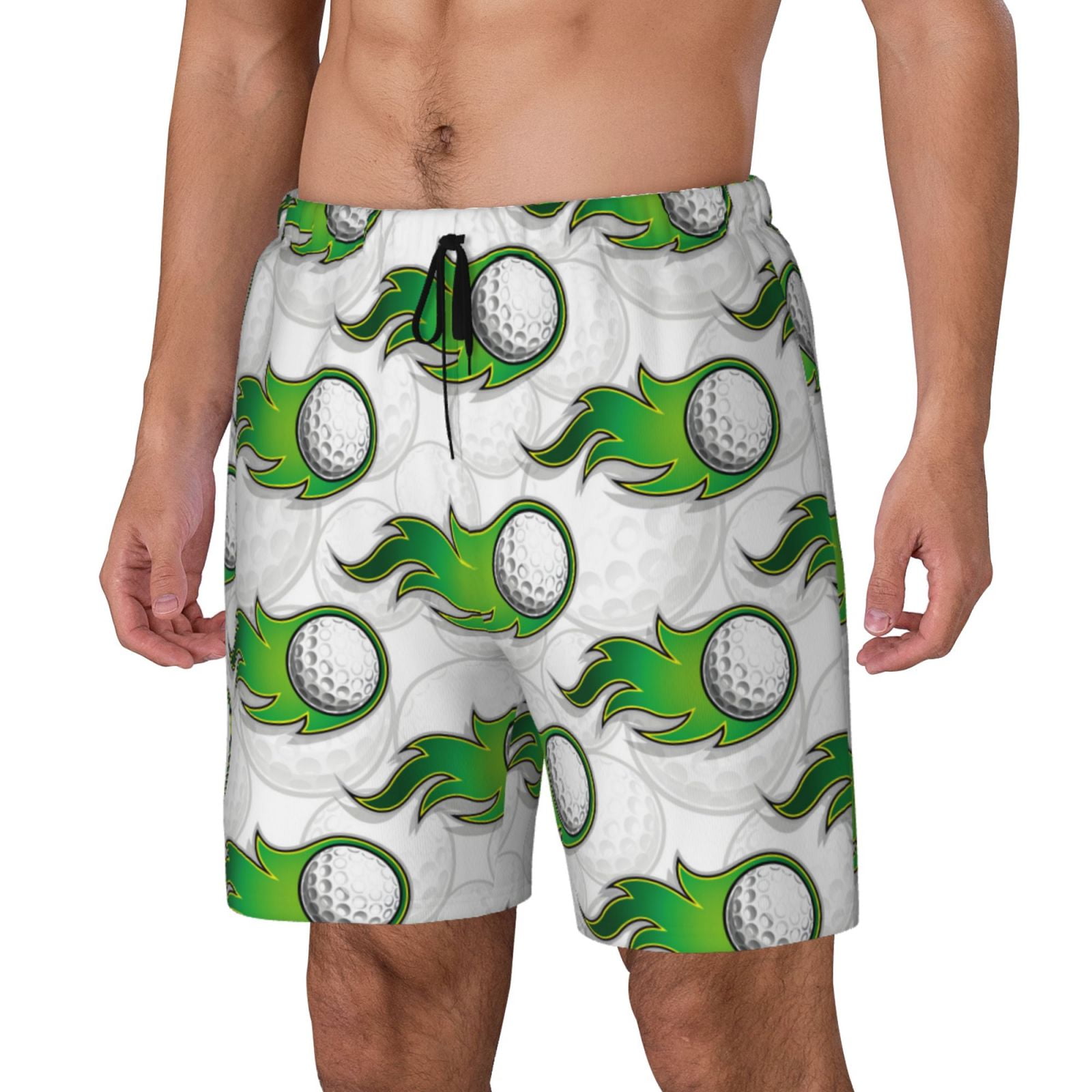 Haiem Golf balls Pattern Mens Swim Trunks with Compression Liner 2 in 1 ...