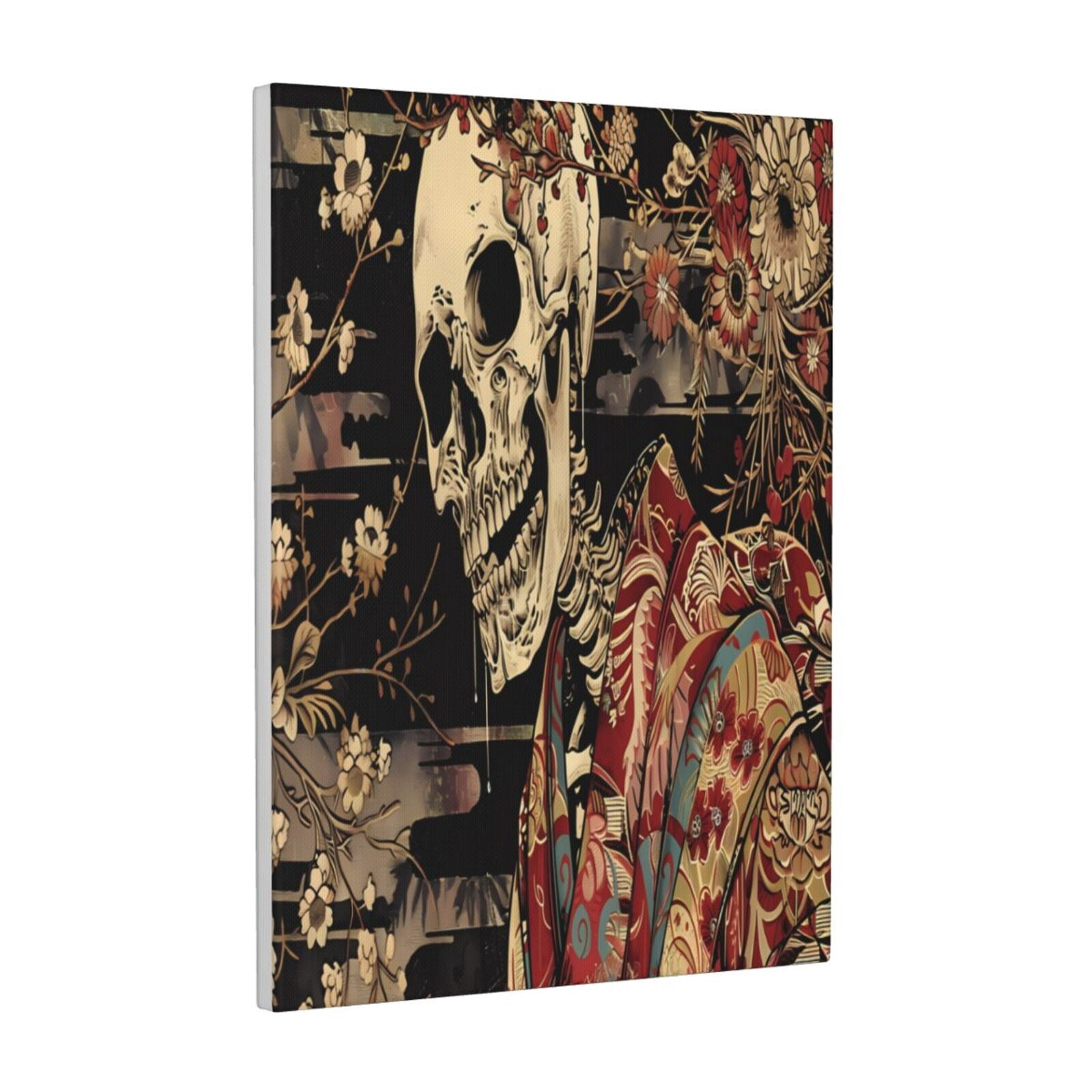 Haiem Gothic Eastern Floral Skull Print 30x40in Canvas Decorative ...