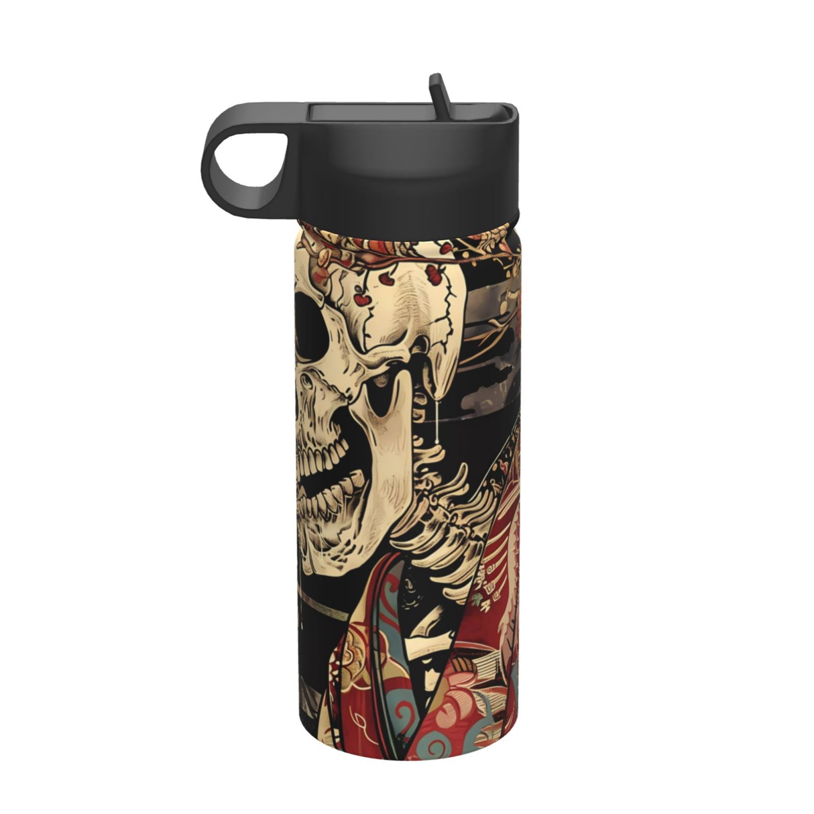 Haiem Gothic Eastern Floral Skull Printed 18oz Sports Insulated Kettle ...
