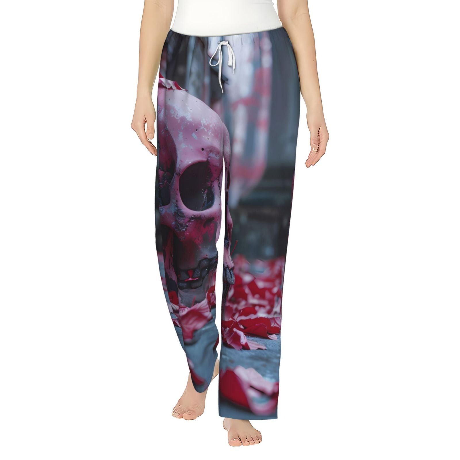 Haiem Gothic Red Skull Cemetery Women's Pajama Pants Ultra Lightweight ...