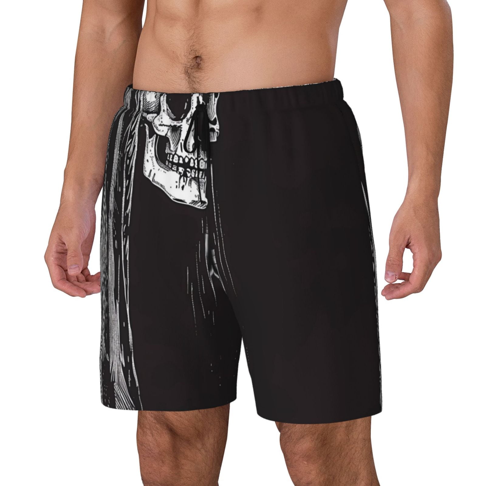 Haiem Gothic Skull Drape Mens Swim Trunks with Compression Liner 2 in 1 ...
