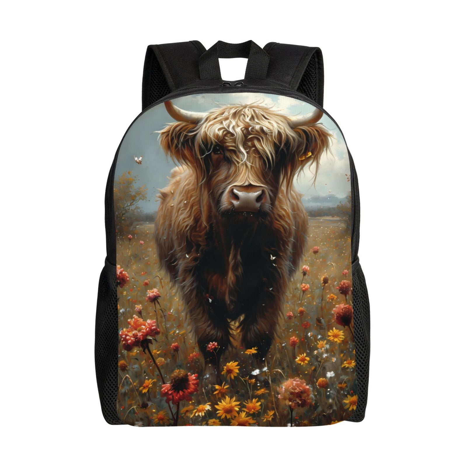 Haiem Grassland Sunflower Cow Backpack - Stylish and Durable 15-inch ...