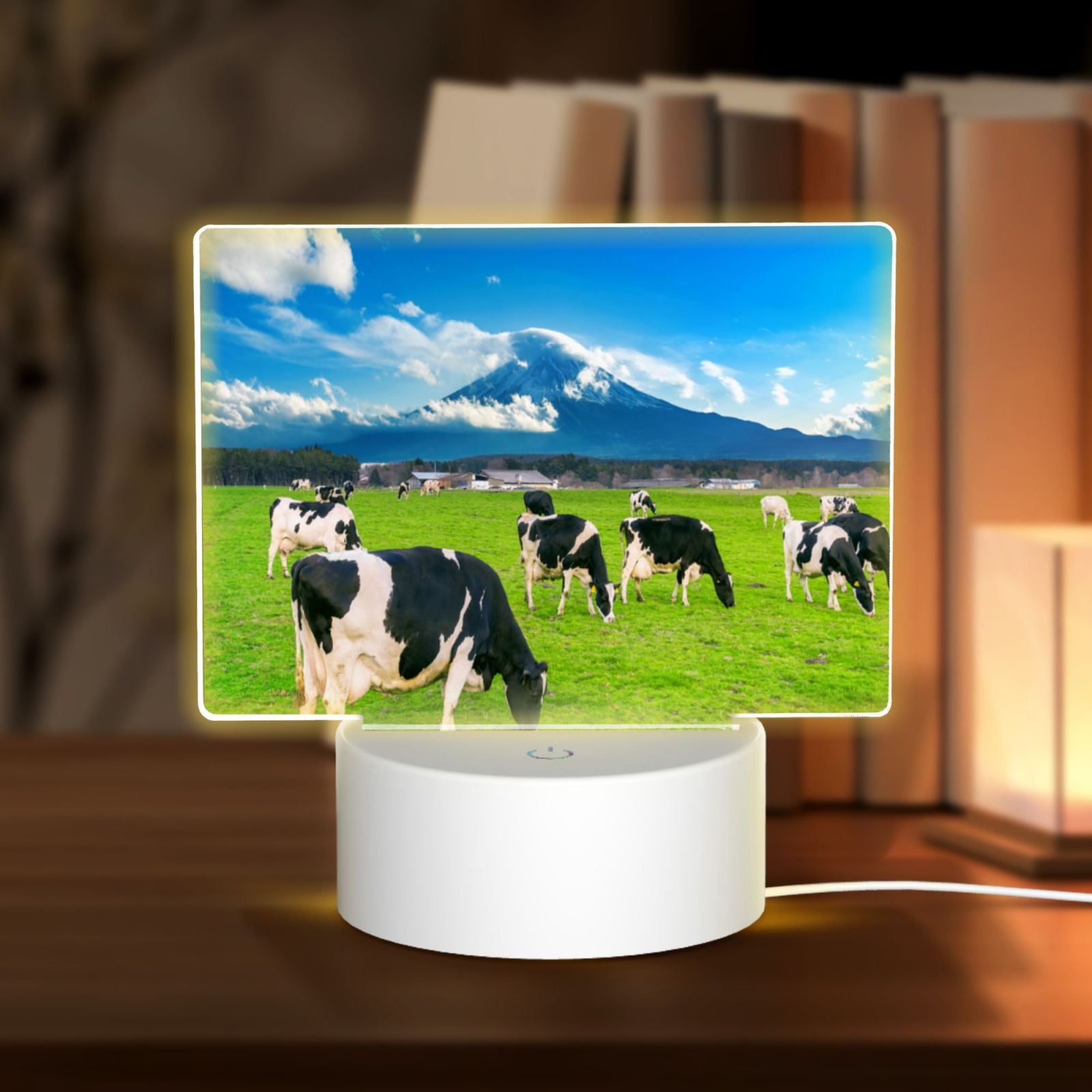 Haiem Grazing Cows Mountain View Pattern Acrylic Night Light Gift with ...