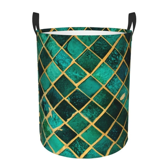 Haiem Green Mosaic Glass Print Laundry Basket, Laundry Hamper ...