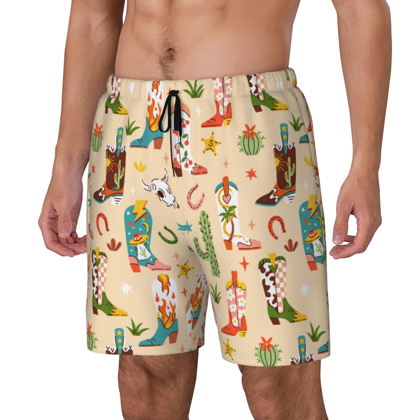 Haiem Groovy American Western Footwear Mens Swim Trunks with ...