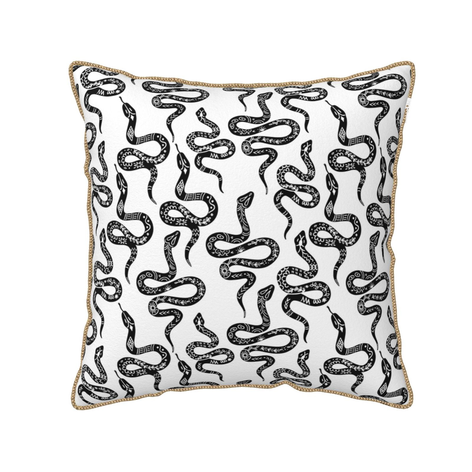 Haiem Hand Drawn Snake Print Velvet Soft Solid Decorative Square Throw ...