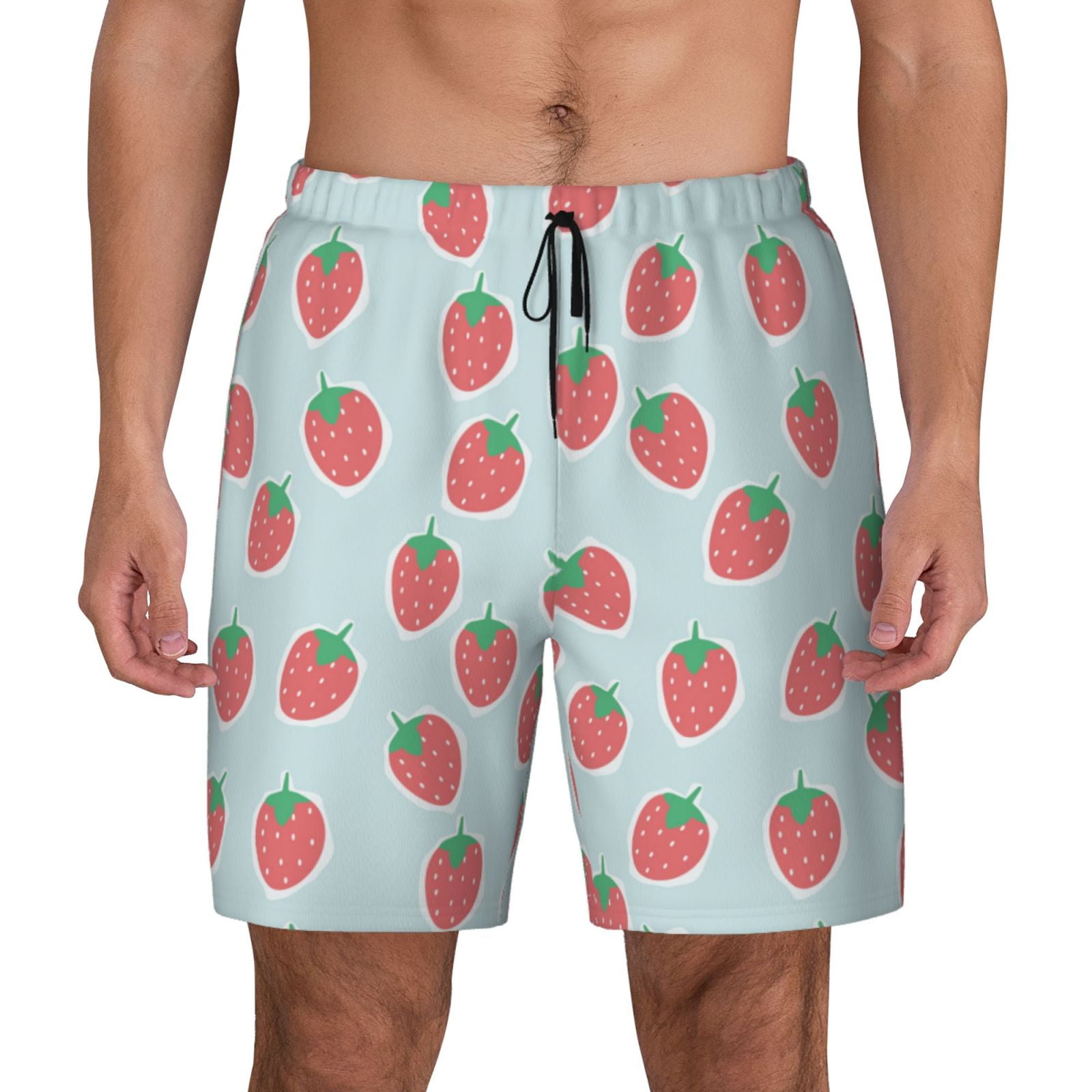 Haiem Hand Drawn Strawberry Mens Swim Trunks with Compression Liner 2 ...