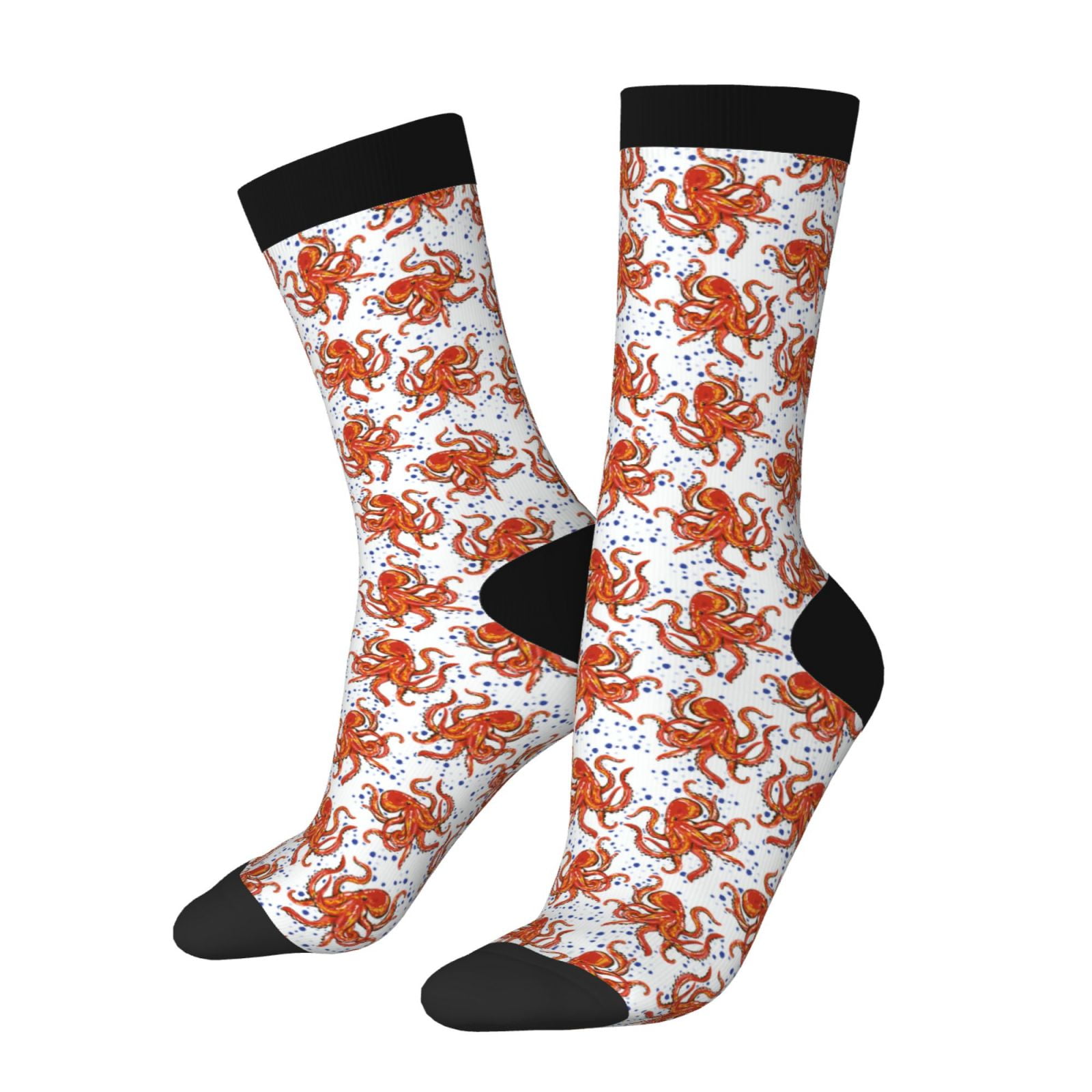 Haiem Hand drawn octopus Pattern Crew Socks – Soft & Durable Moisture ...