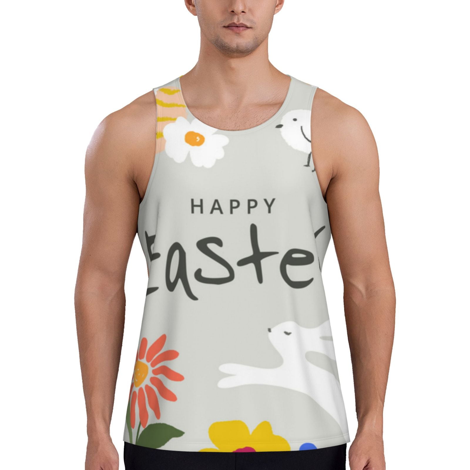 Haiem Happy Easter Pattern Men Workout Tank Top Gym Bodybuilding ...