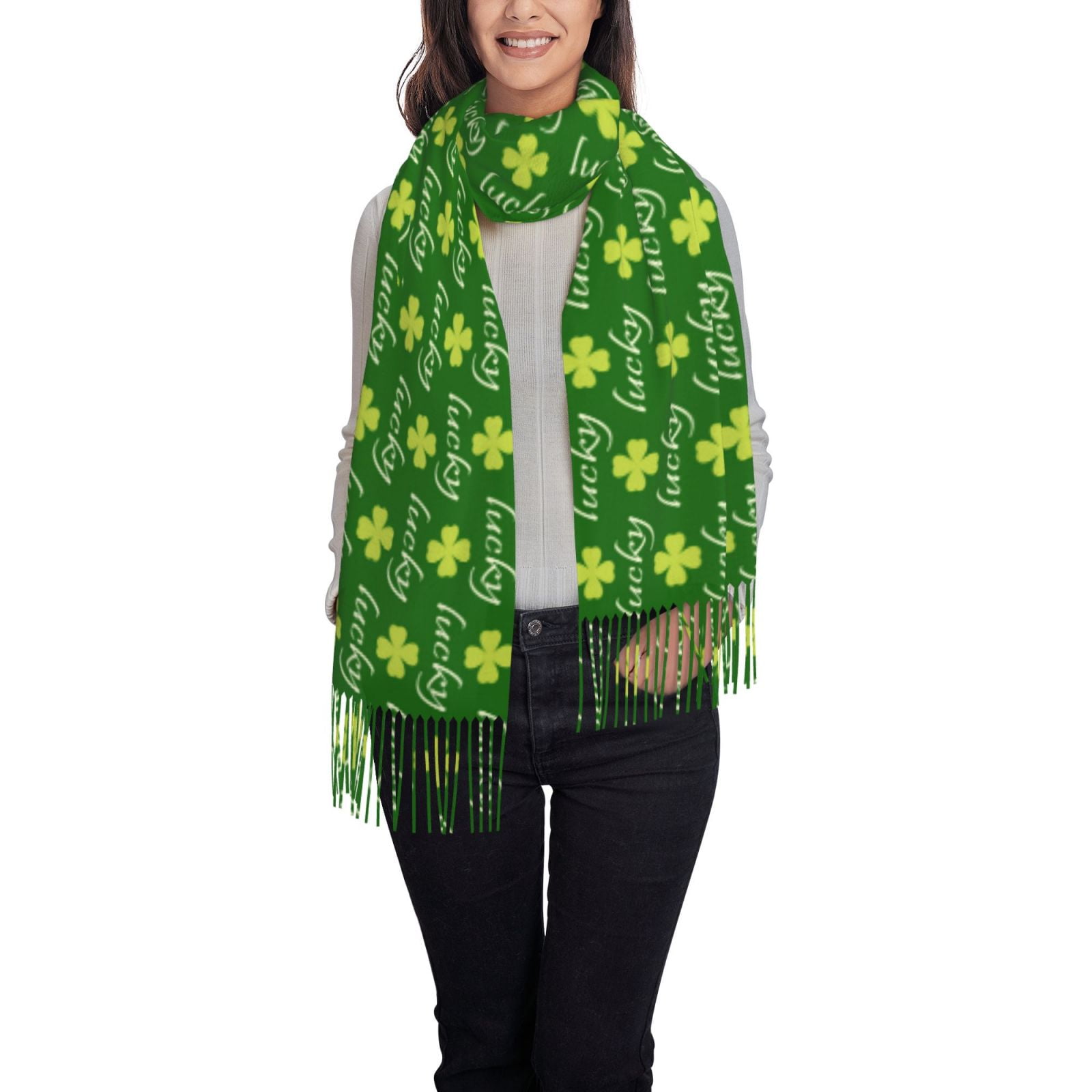 Haiem Happy St. Patrick's Day Pattern Women's Long Blanket Scarf Chunky ...