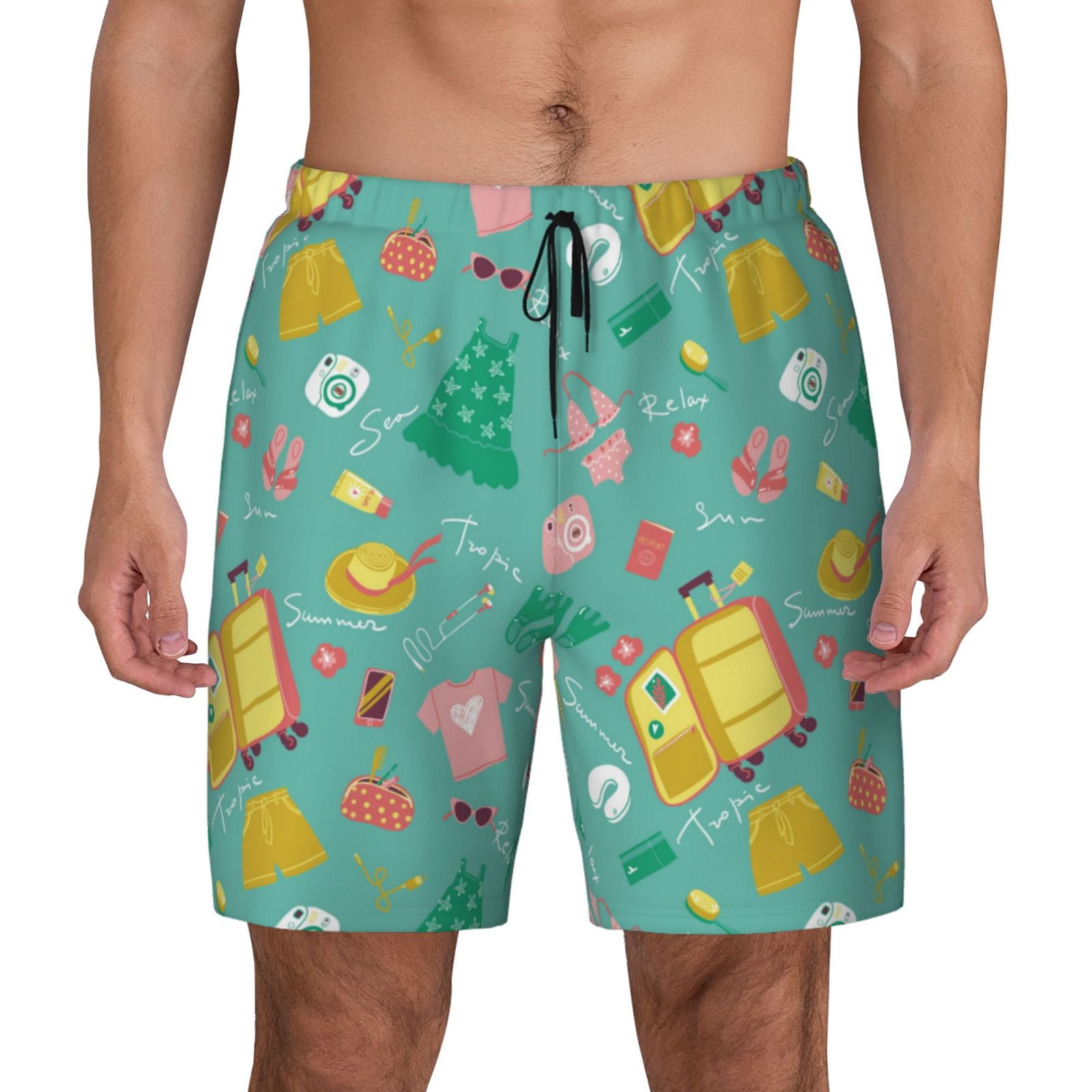 Haiem Happy Summer Mens Swim Trunks with Compression Liner 2 in 1 ...
