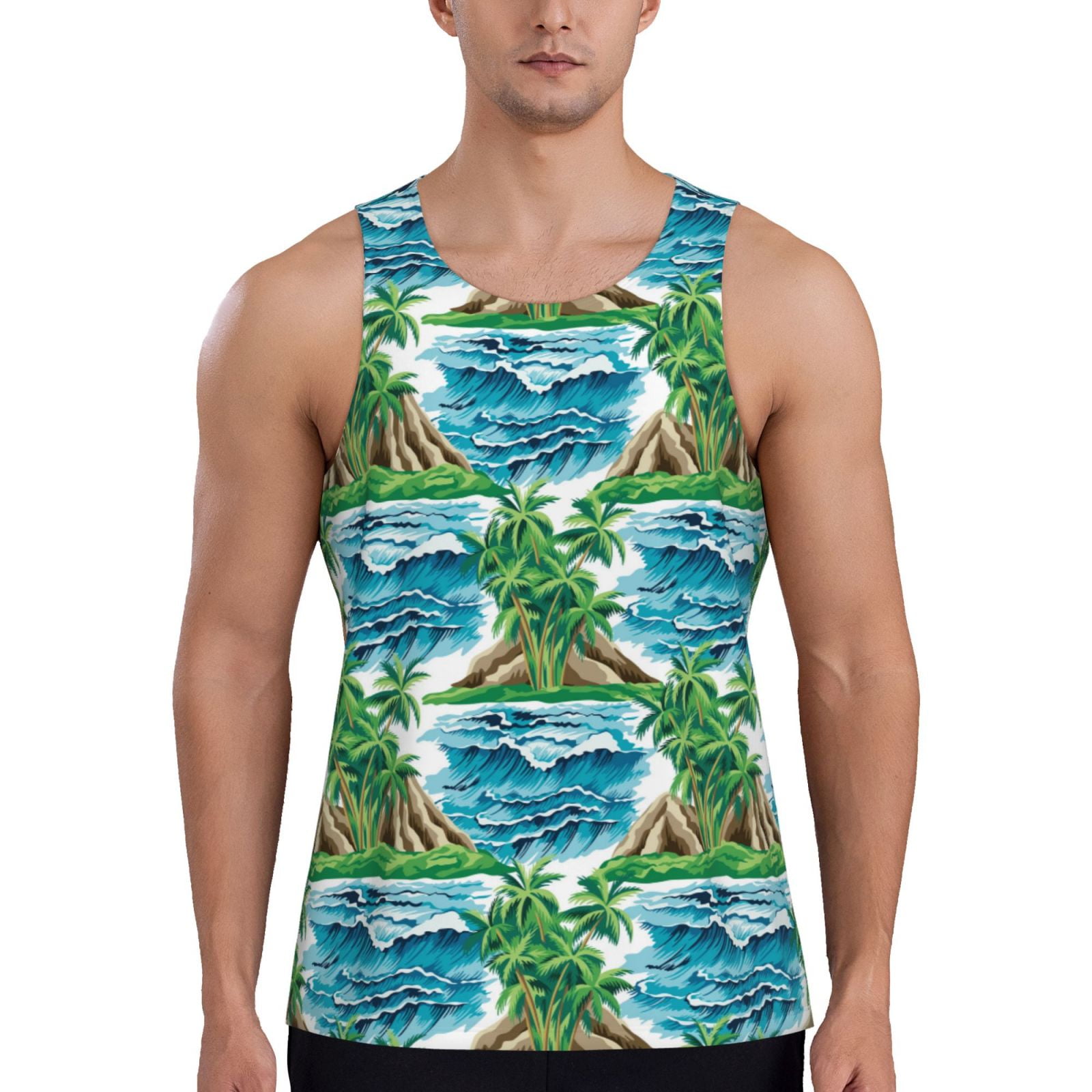 Haiem Hawaii Palms Men Workout Tank Top Gym Bodybuilding Sleeveless ...