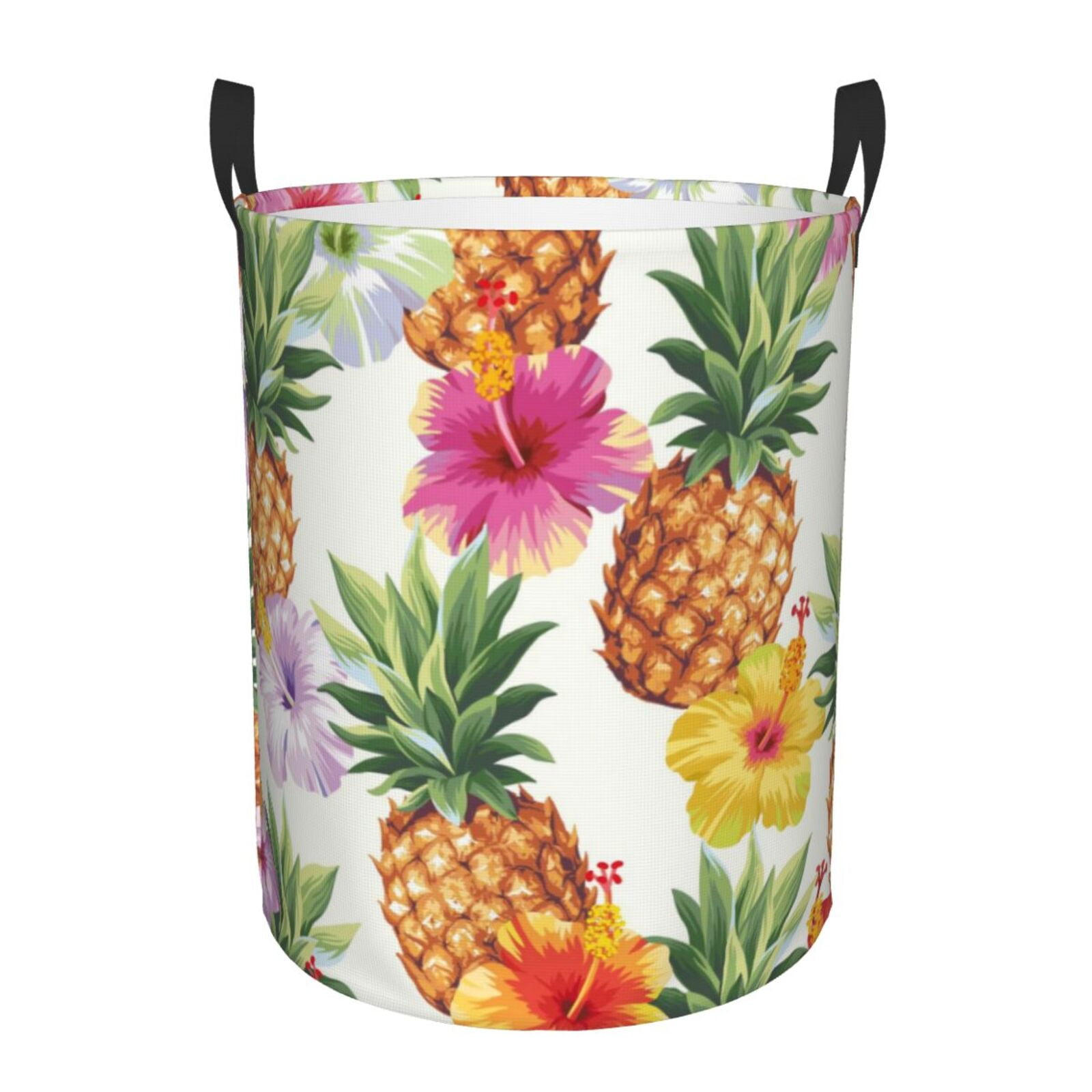 Haiem Hawaiian Pineappl Leather Dirty Clothes Laundry Basket,Sturdy ...