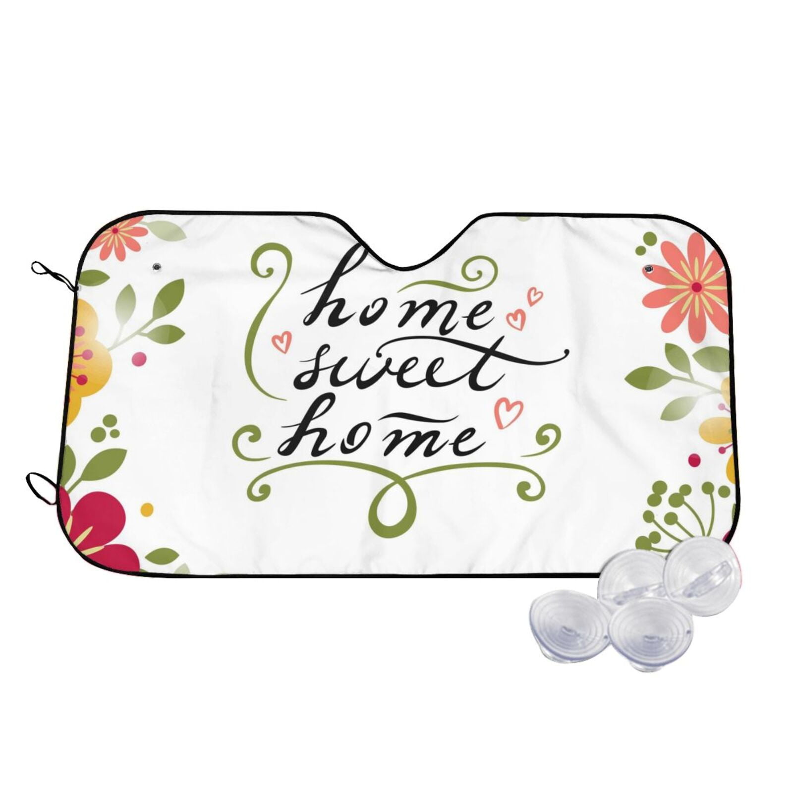 Haiem Home Sweet Home Floral Car Windshield Sun Shade - Blocks UV Rays Sun Visor Protector ...