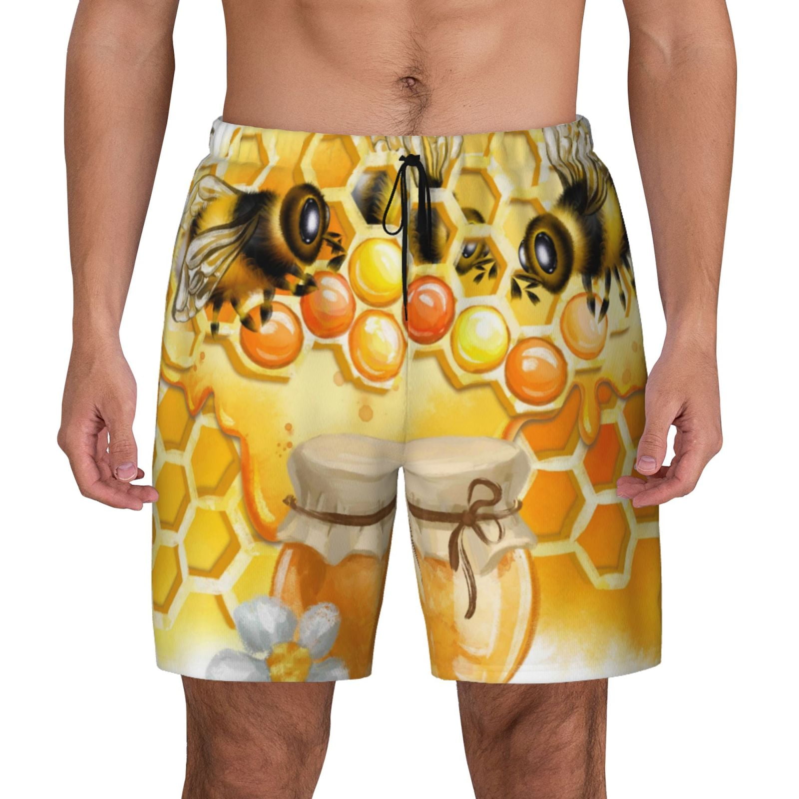 Haiem Honey Bee Mens Swim Trunks with Compression Liner 2 in 1 Swimming ...