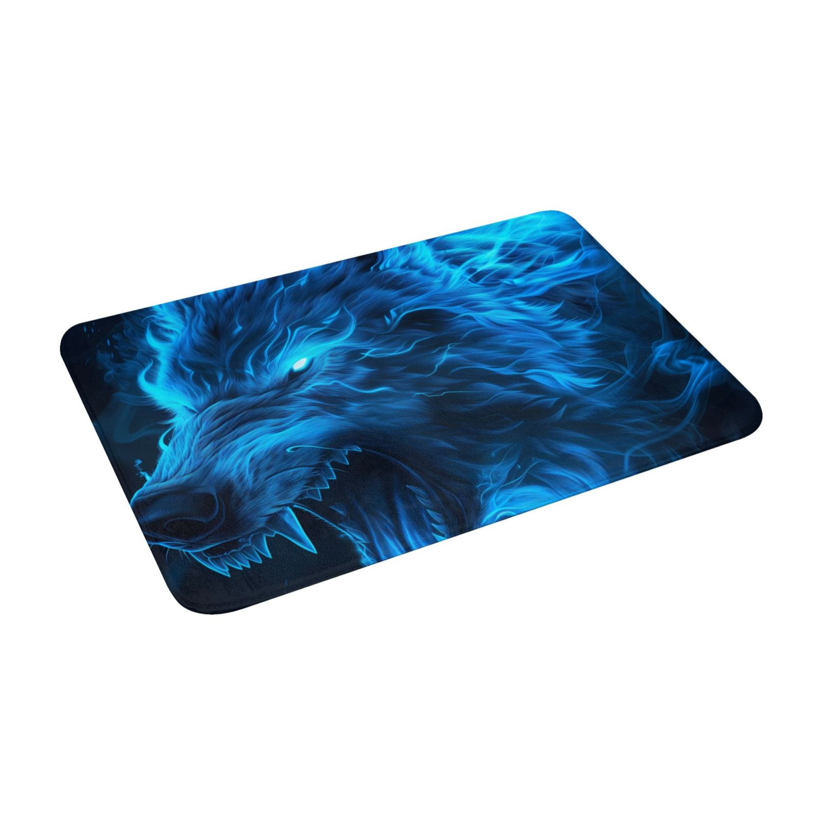 Haiem Ice Blue Fire Wolf Front Door Mat Indoor Outdoor Entrance ...