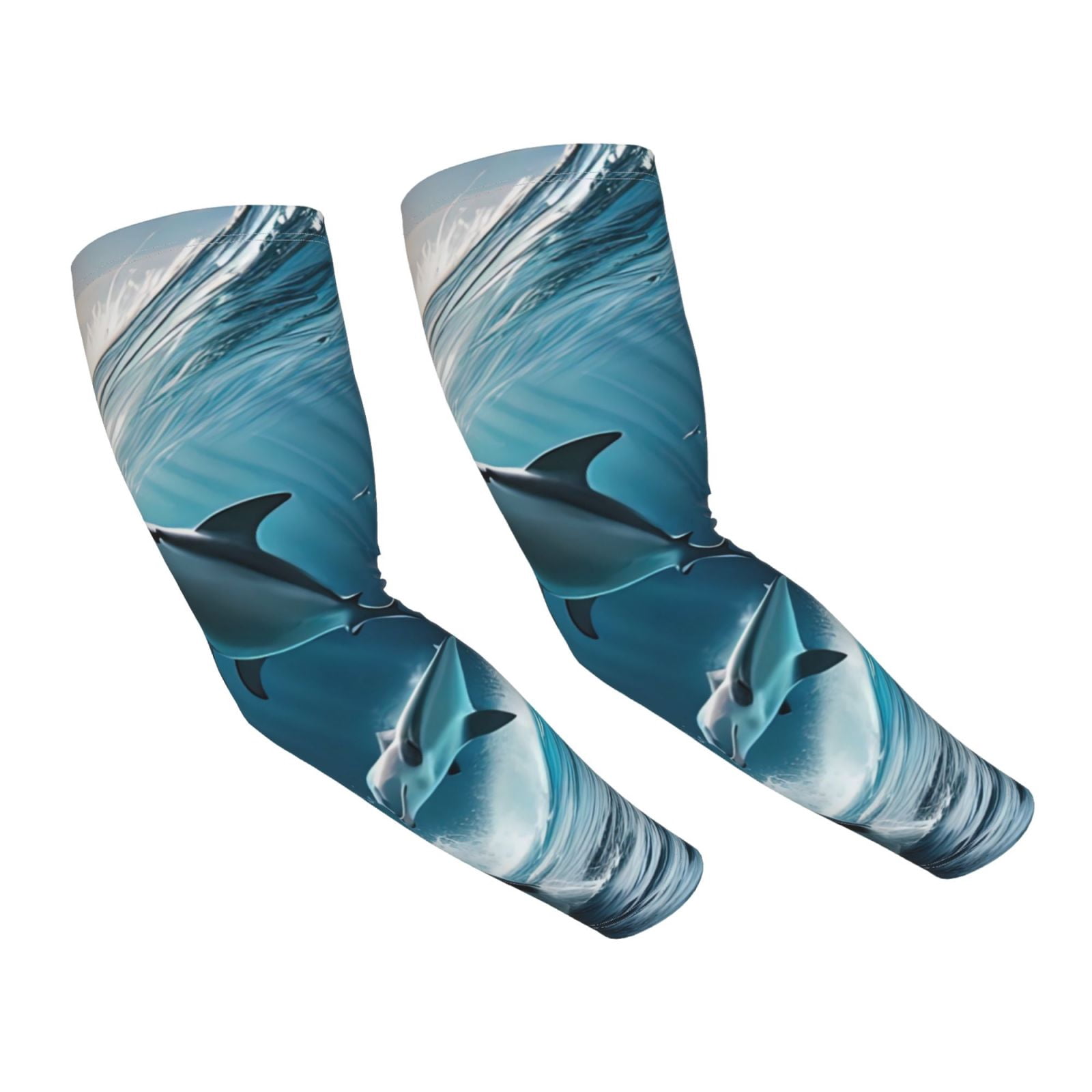 Haiem Ice Blue Ocean Cute Dolphin A UV Protection Cooling Arm Sleeves ...