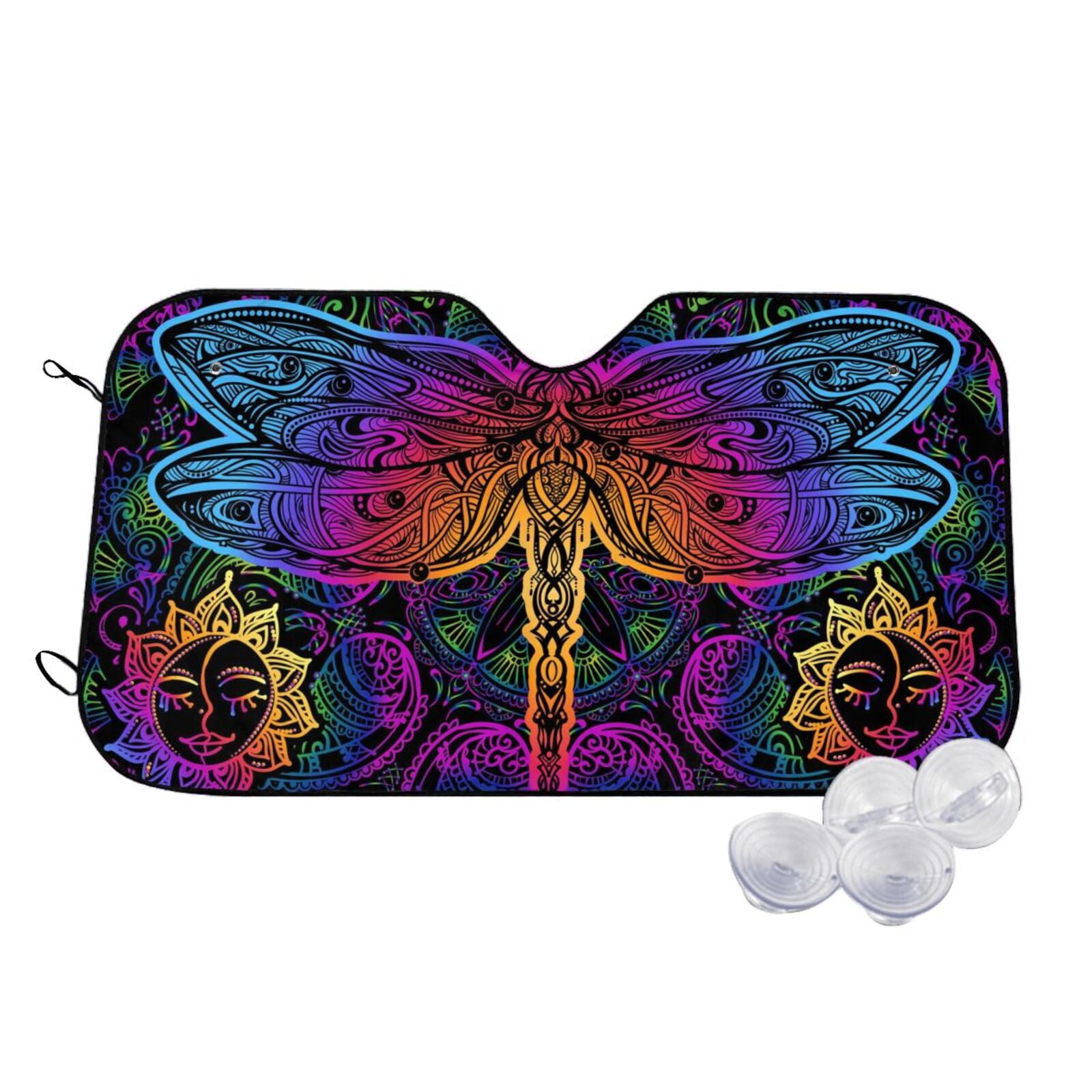 Haiem Indian Mandalas Dragonfly Car Windshield Sun Shade - Blocks UV Rays Sun Visor Protector ...