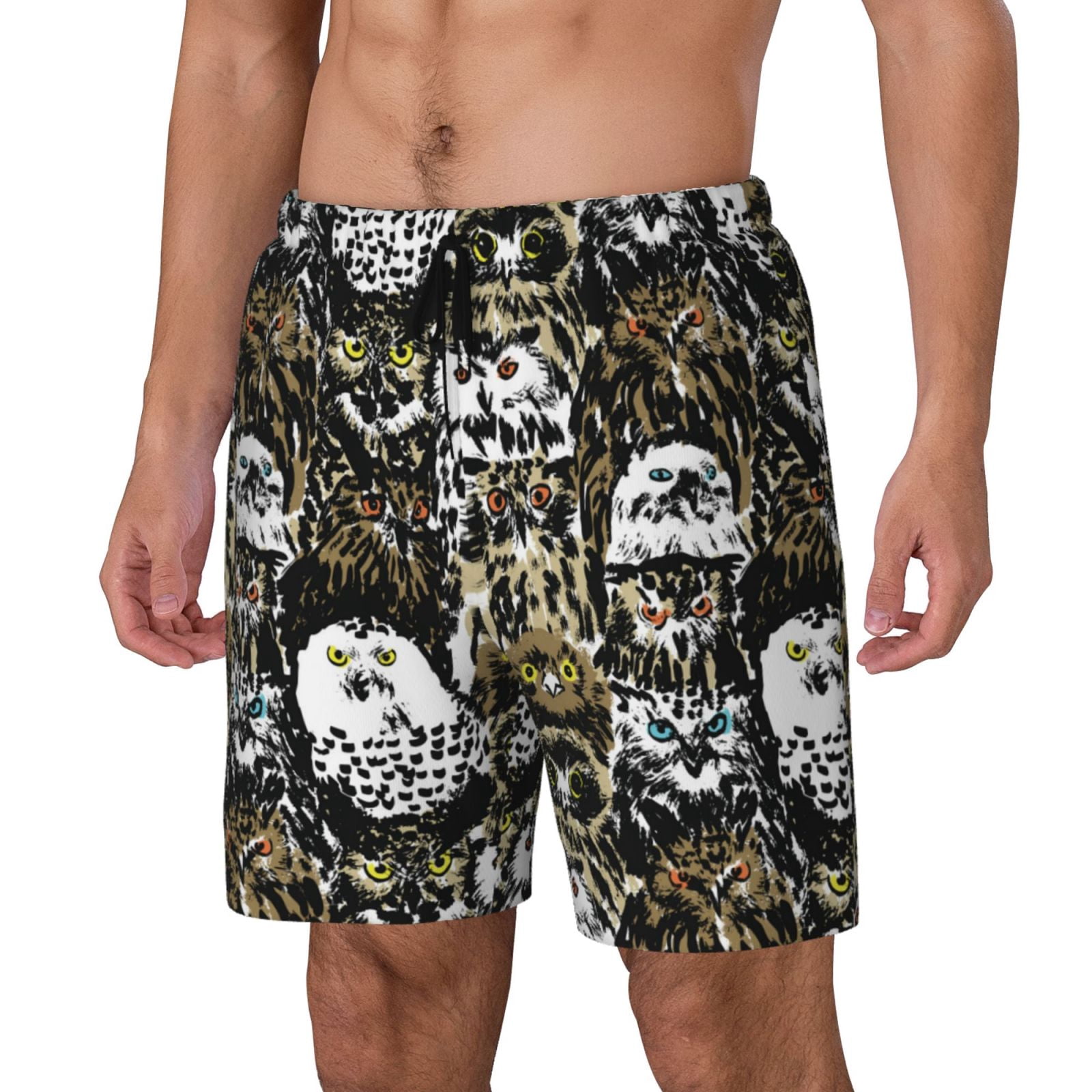 Haiem Ink Graffiti Owl Mens Swim Trunks with Compression Liner 2 in 1 ...