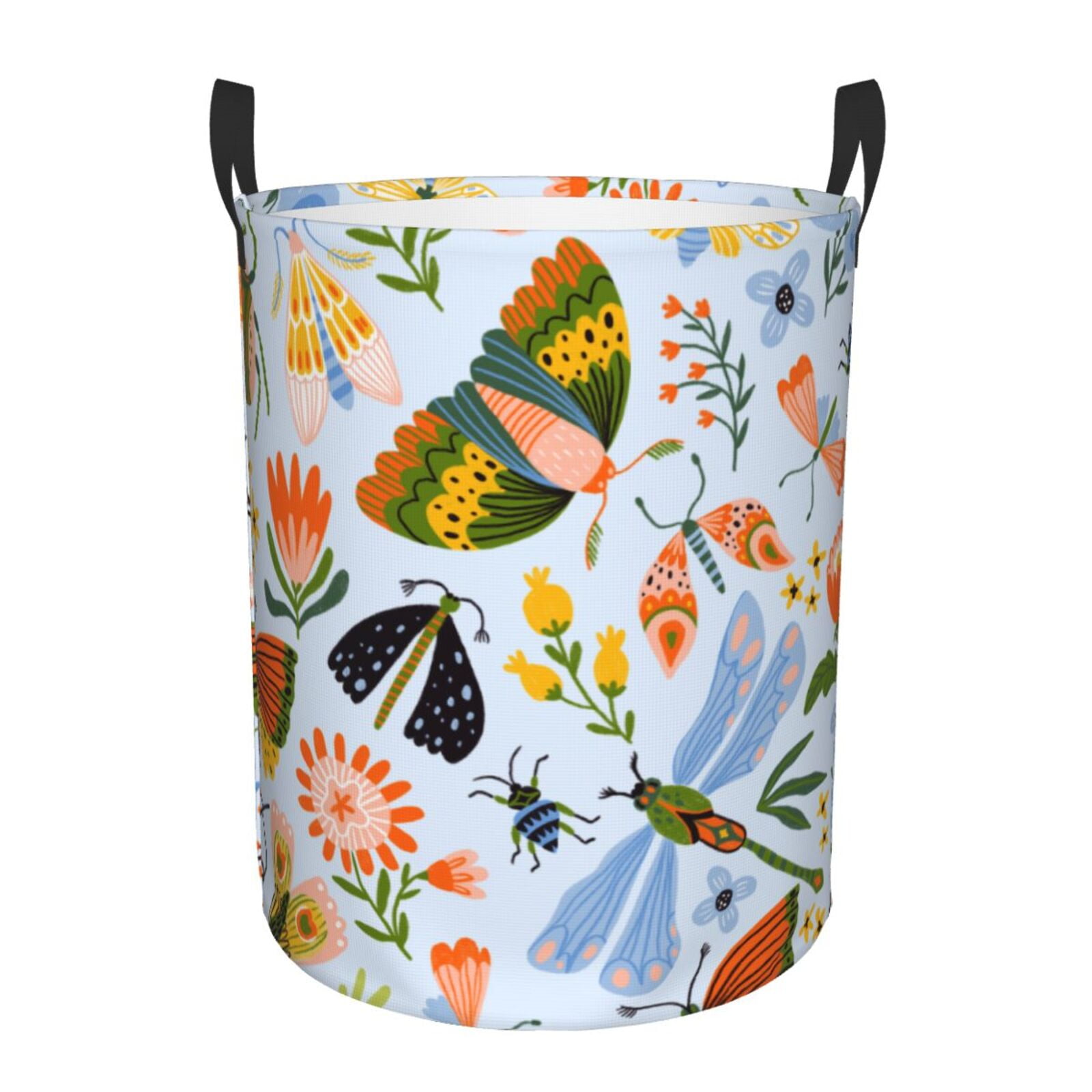 Haiem Insects And Flowers Leather Dirty Clothes Laundry Basket,Sturdy ...