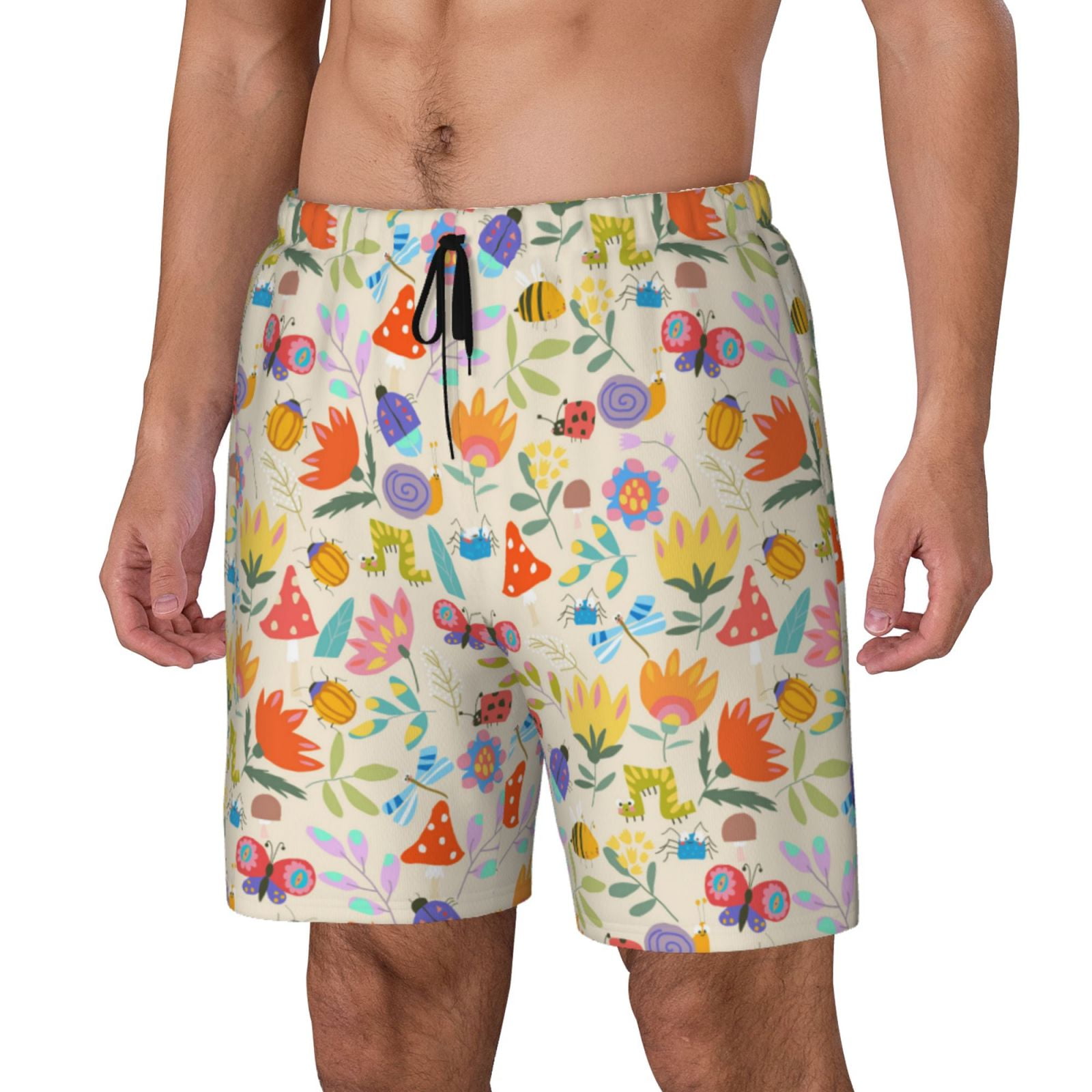 Haiem Insects In Plants Mens Swim Trunks with Compression Liner 2 in 1 ...