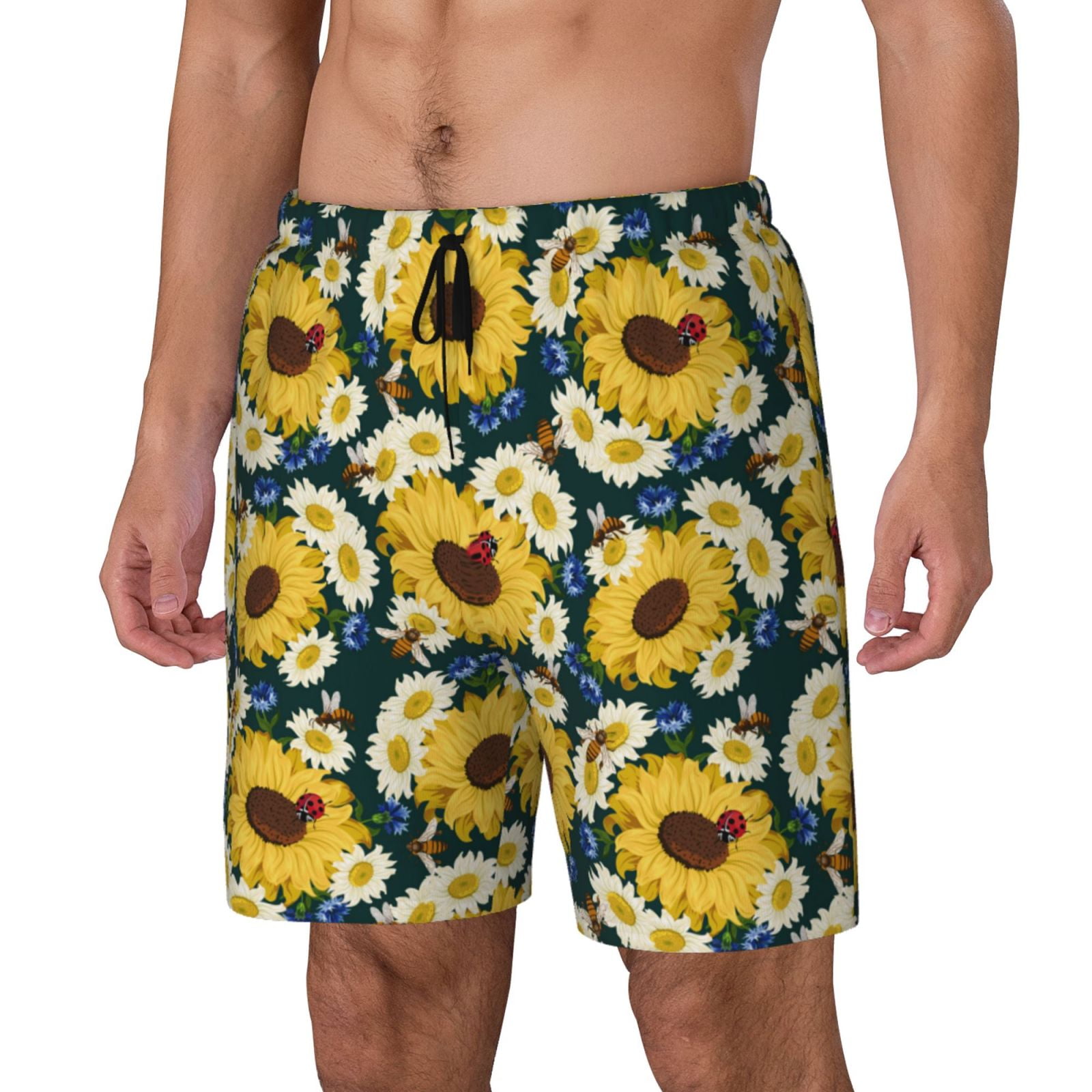 Haiem Insects Of Flowers Mens Swim Trunks with Compression Liner 2 in 1 ...