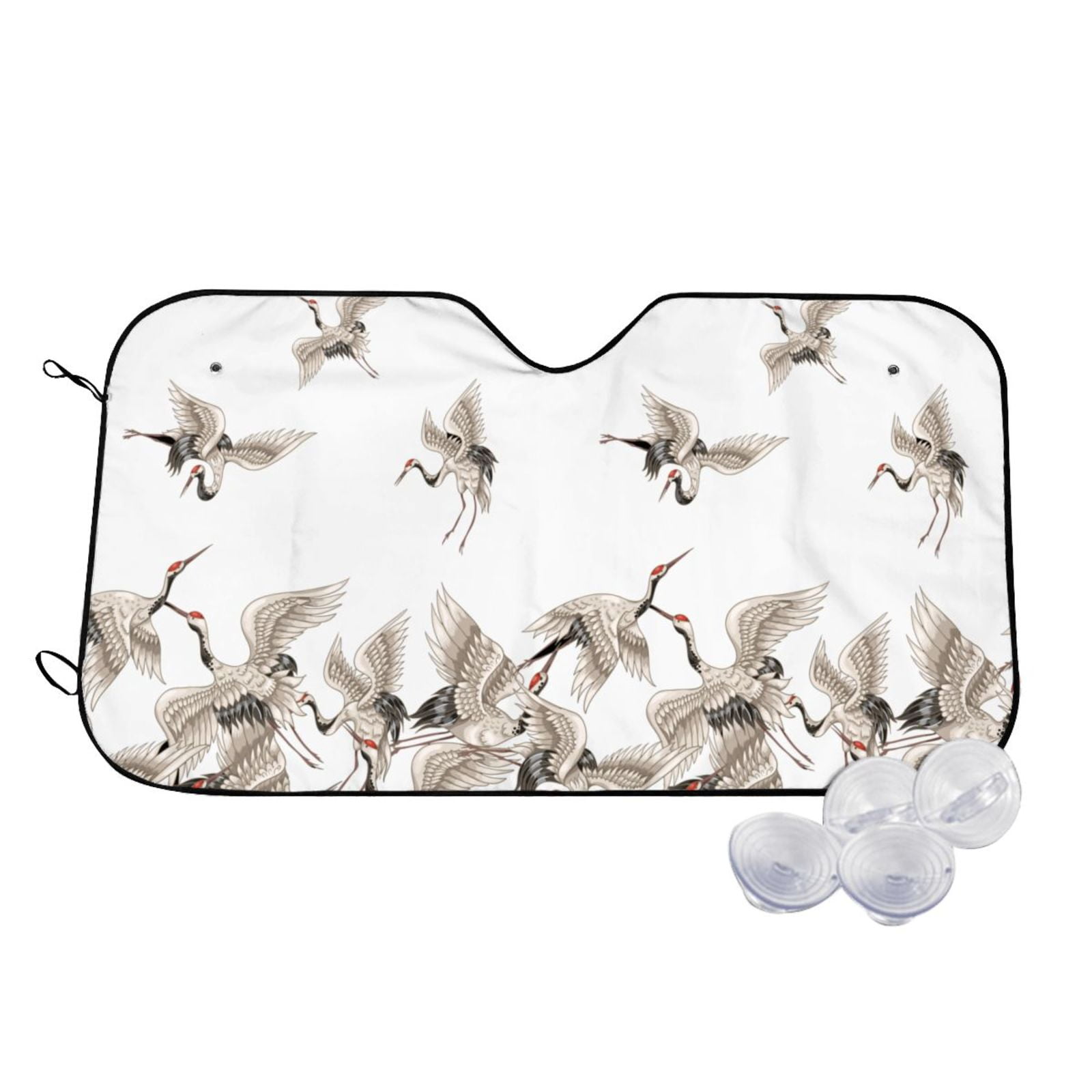 Haiem Japanese White Cranes Car Windshield Sun Shade - Blocks UV Rays ...