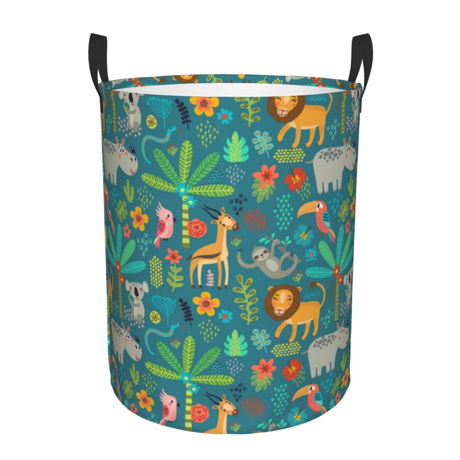 Haiem Jungle Animals Leather Dirty Clothes Laundry Basket,Sturdy ...