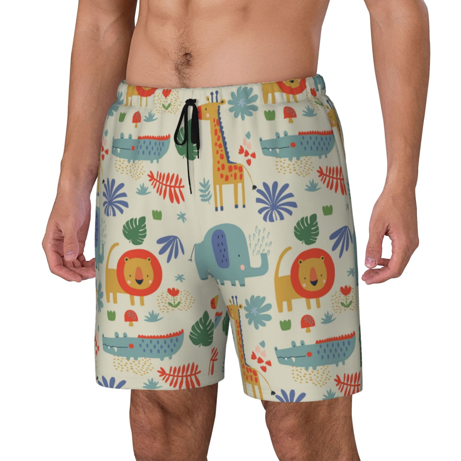 Haiem Jungle Animals Mens Swim Trunks with Compression Liner 2 in 1 ...