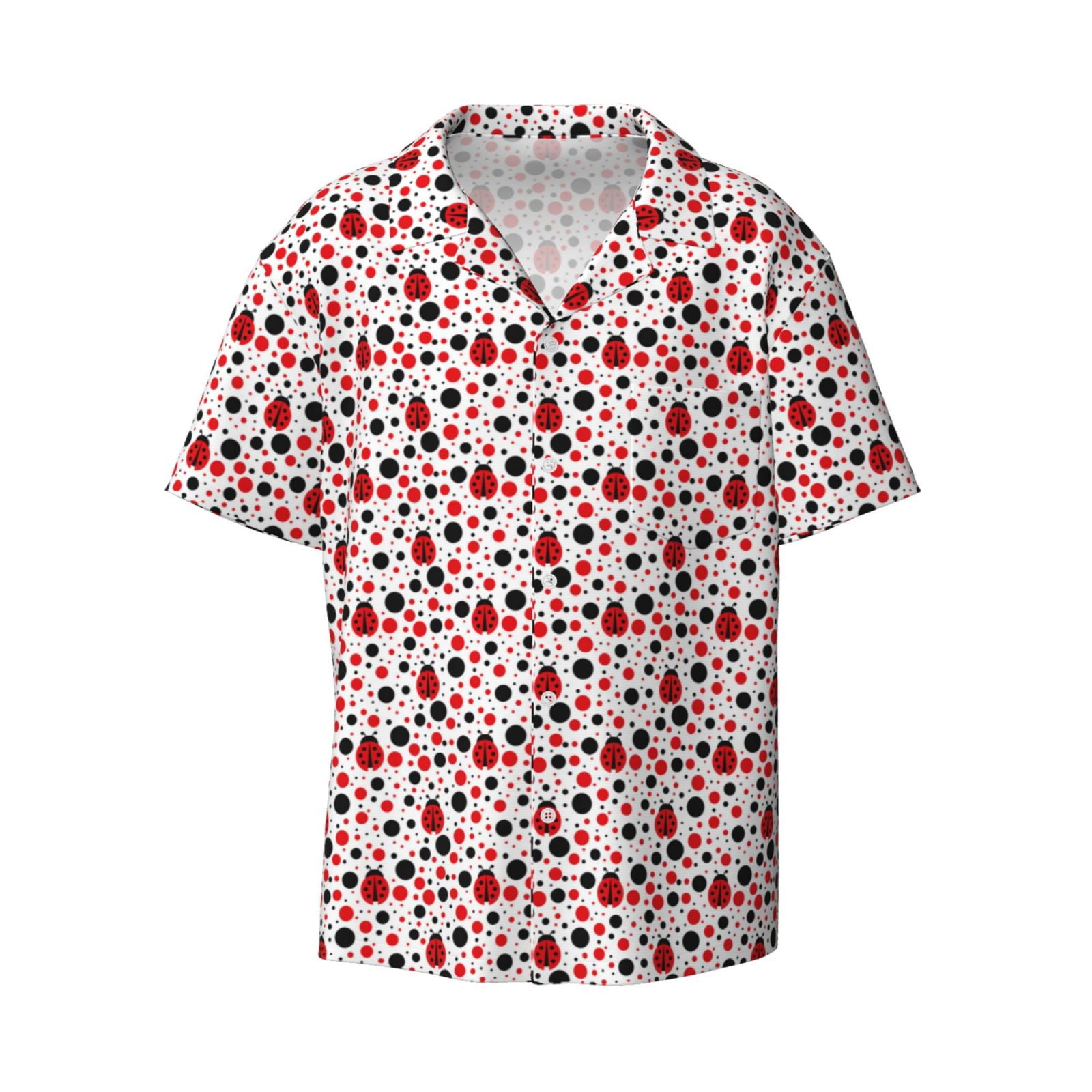 Haiem Ladybugs 2 Men's Casual Shirts Short Sleeve Button Down Shirts ...