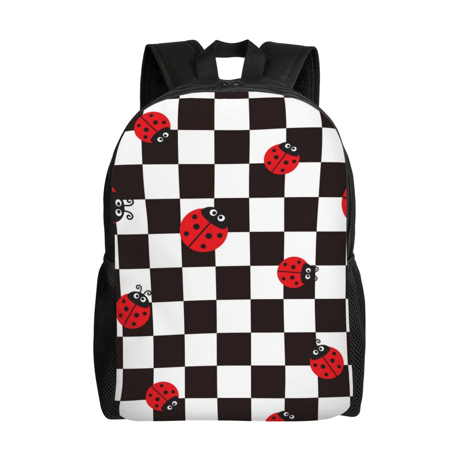 Haiem Ladybugs Of Black And White Checkers Backpack - Stylish and ...
