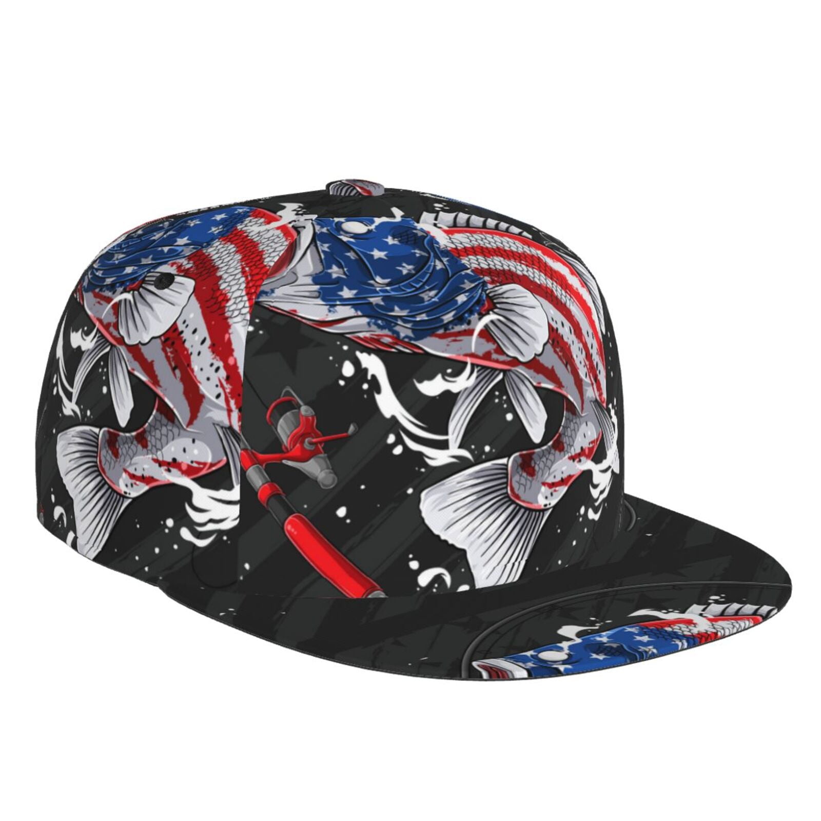 Haiem Largemouth Bass Fish in USA Classic Snapback Cap Flat Bill Hat ...
