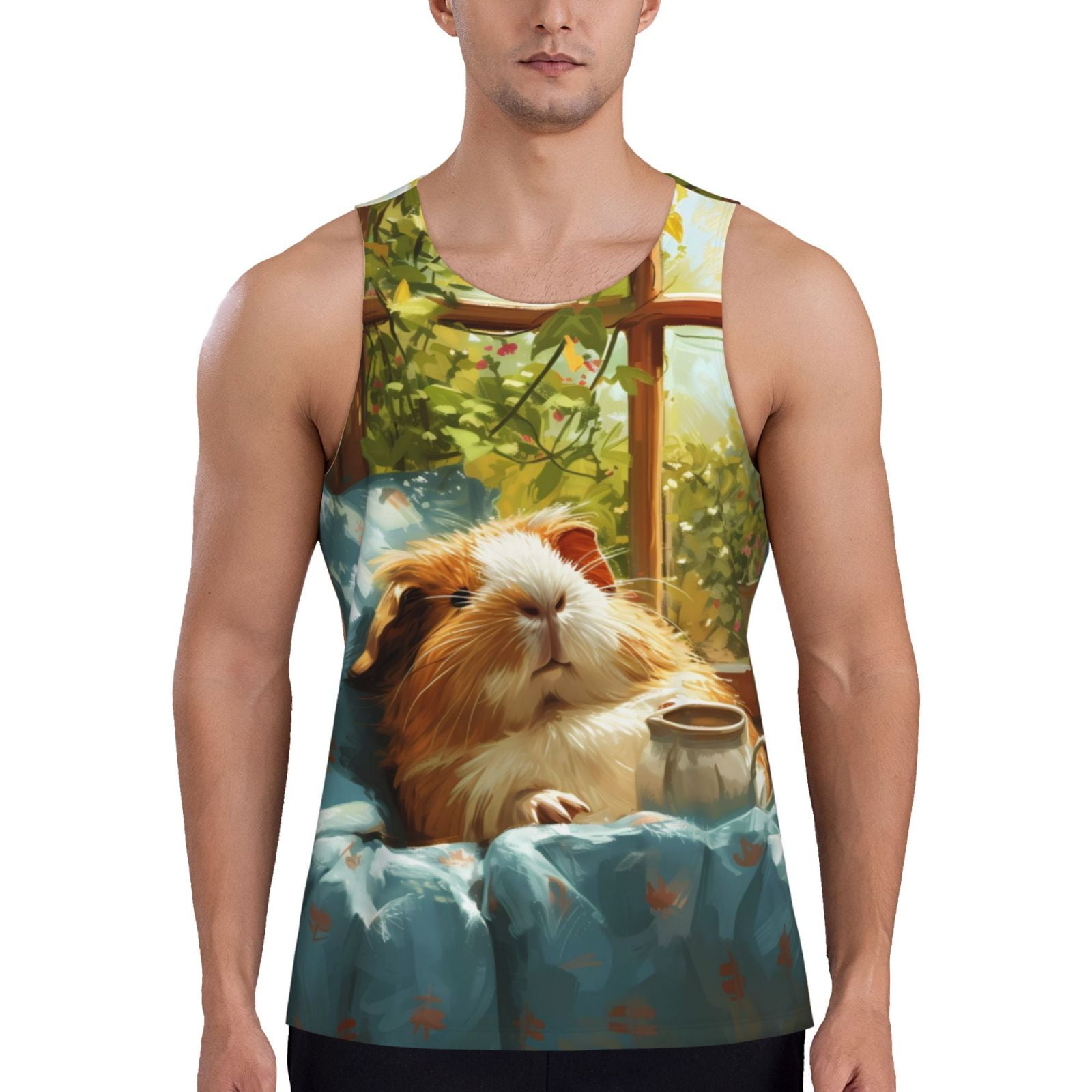 Haiem Lazy Home Style Guinea Pig Men Workout Tank Top Gym Bodybuilding ...