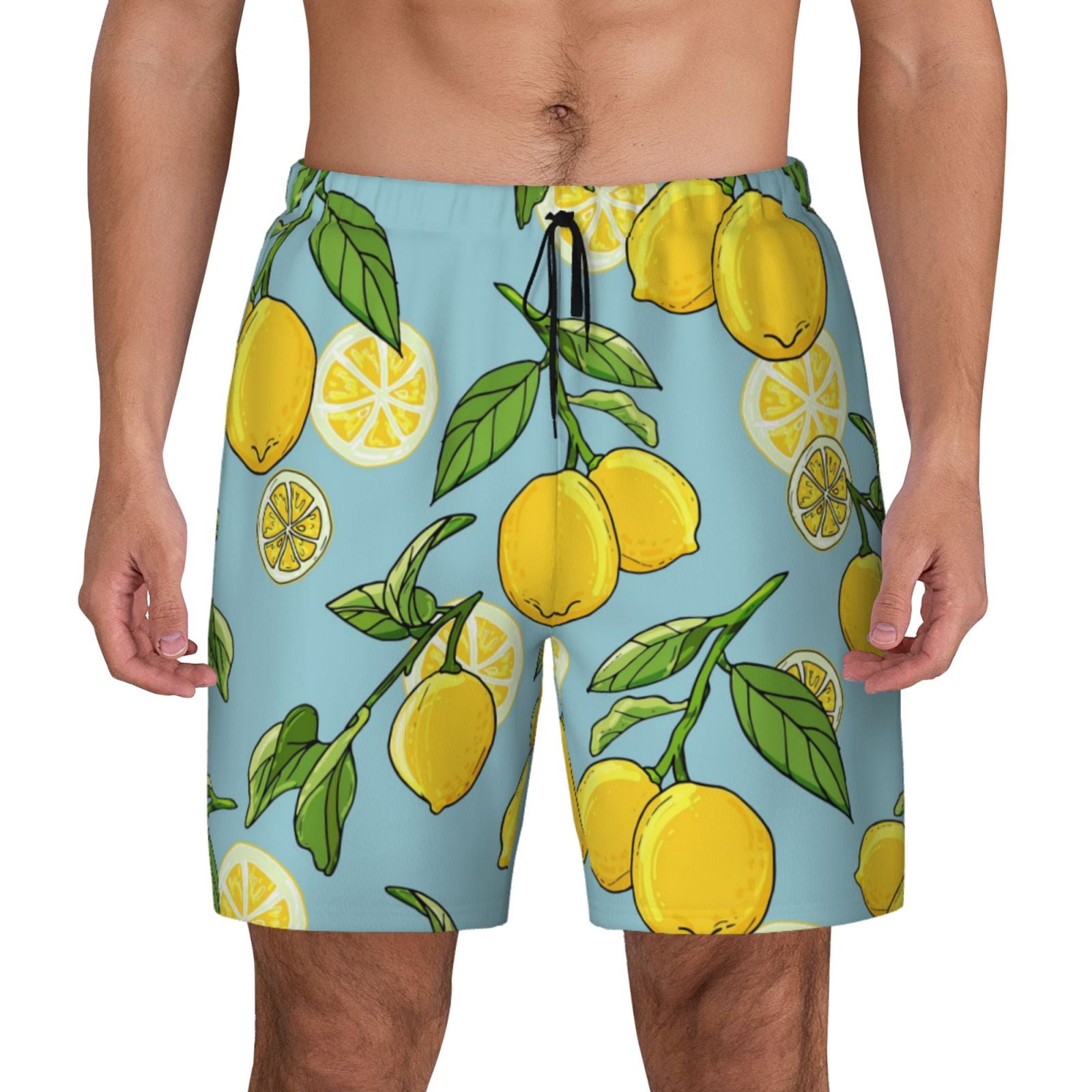 Haiem Lemon Mens Swim Trunks with Compression Liner 2 in 1 Swimming ...