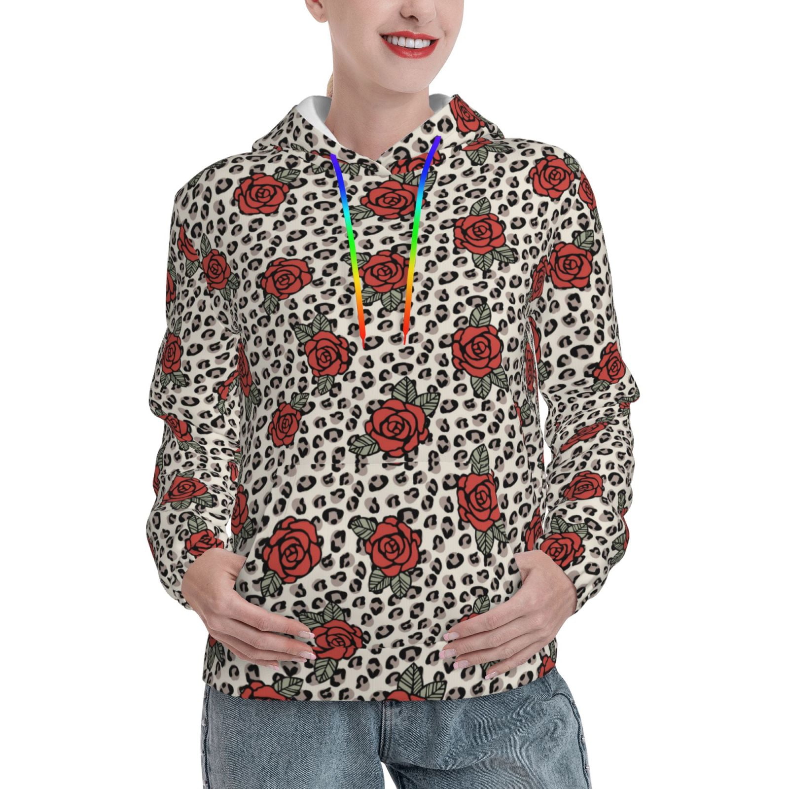 Haiem Leopard Print Rose for Women's Fashion Hoodies & Sweatshirts with ...