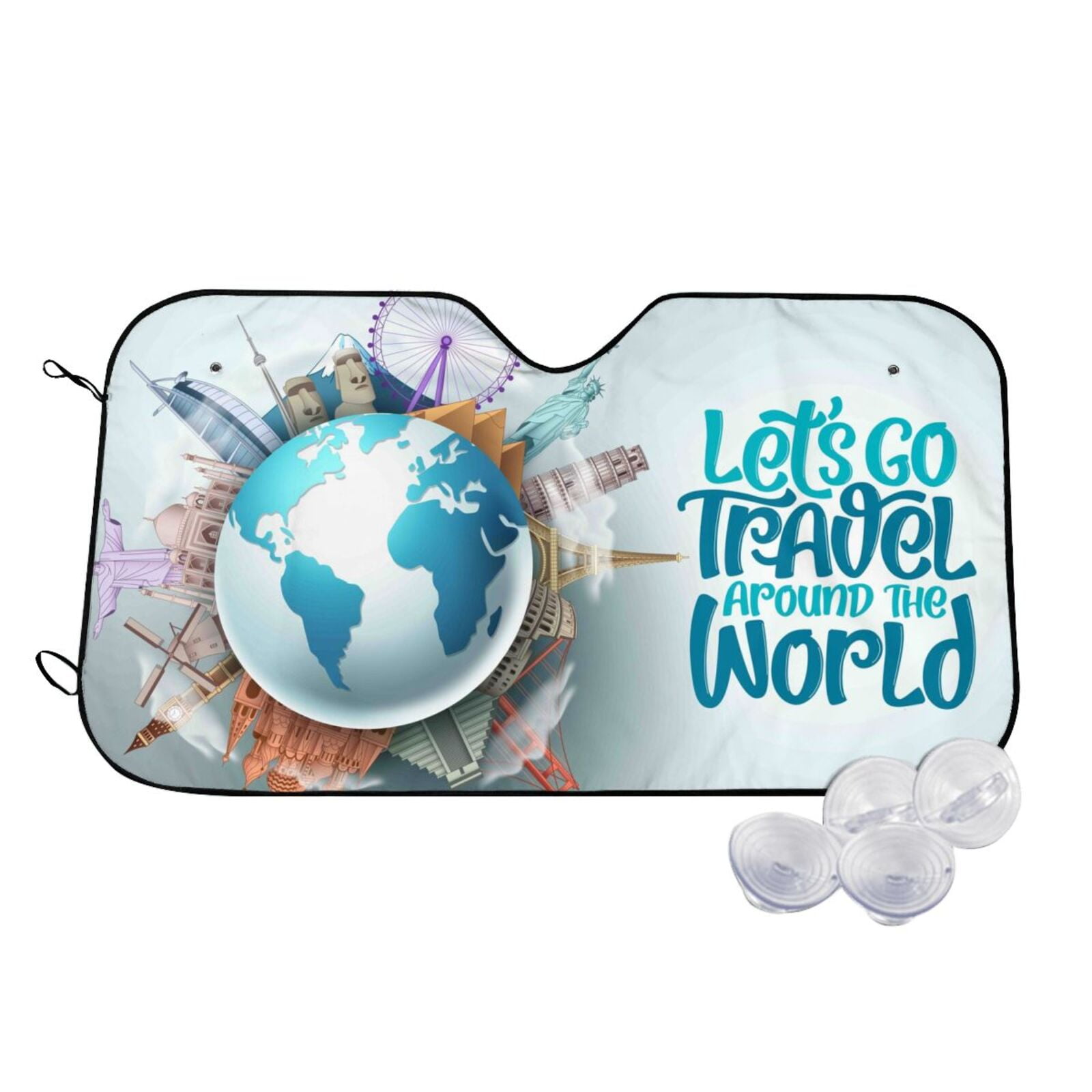 Haiem Let's go Travel Car Windshield Sun Shade - Blocks UV Rays Sun ...