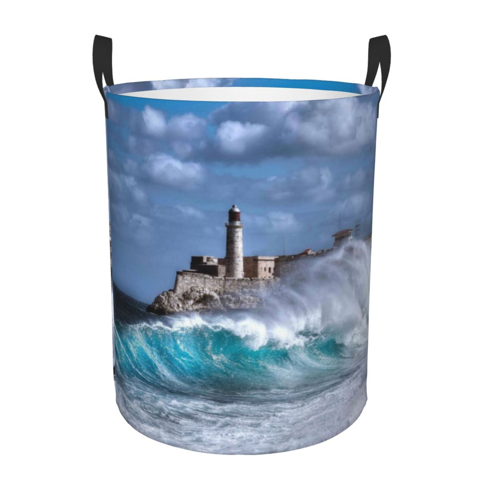 Haiem Lighthouse In Havana Leather Dirty Clothes Laundry Basket,Sturdy ...